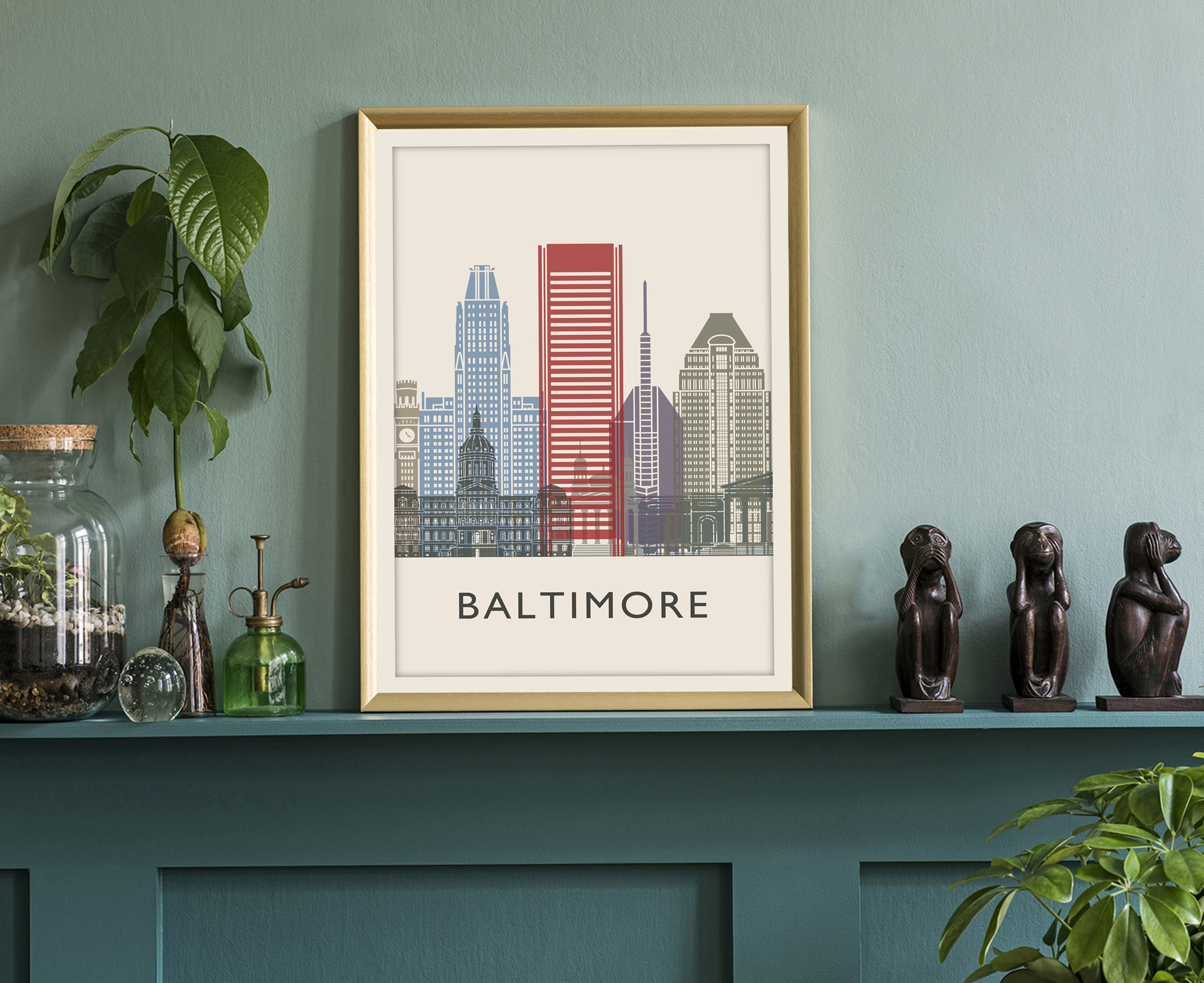 Trinx Baltimore Illustration US Cities Poster, Unframed Print, Maryland ...