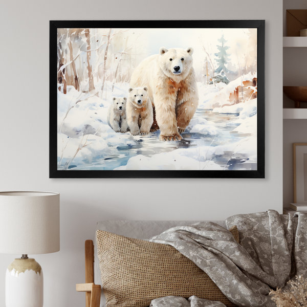 Millwood Pines Snow Polar Bears In Winter III - Bear 2 Wall Art | Wayfair