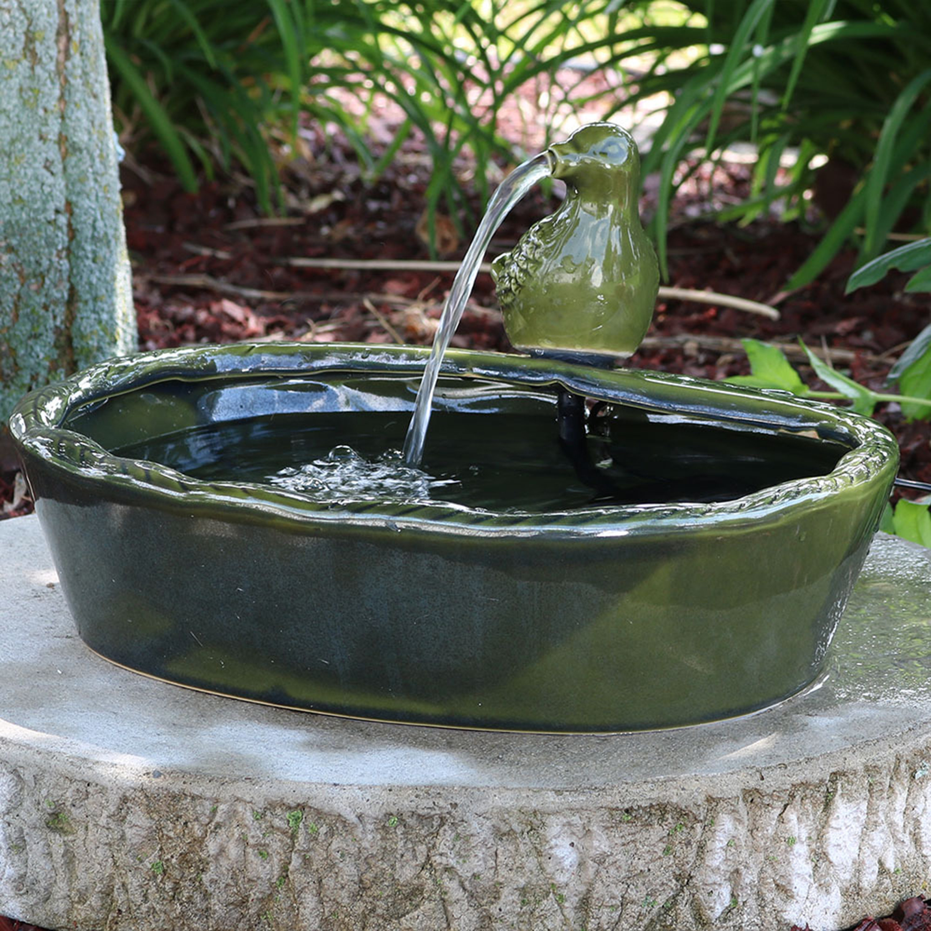 August Grove Avidan Ceramic Solar Glazed Dove Water Fountain & Reviews ...