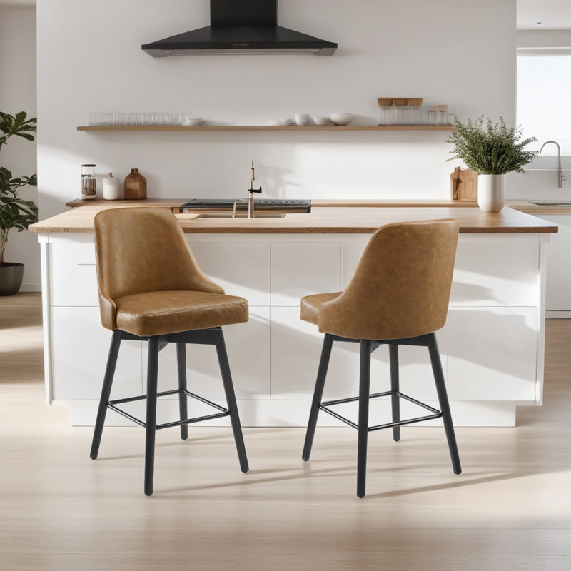 Lark Manor Hiott Swivel Upholstered 25.6'' Counter Stool & Reviews ...