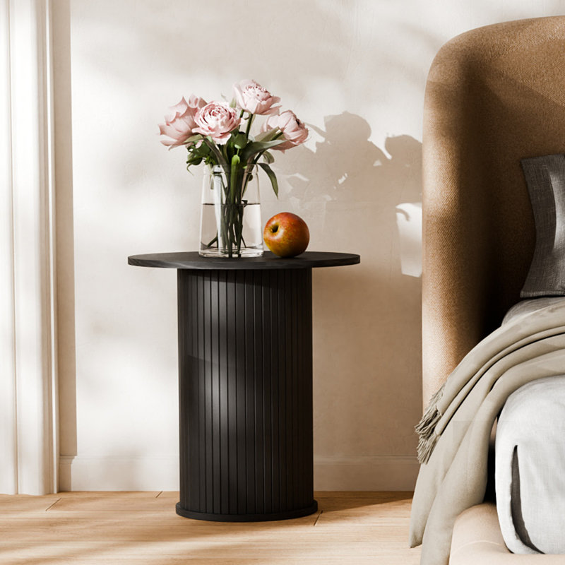 Wrought Studio™ Kinlock Round Black End Table & Reviews | Wayfair