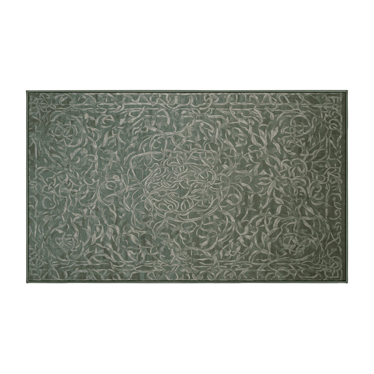Orren Ellis Machine Washable Green Area Rug | Wayfair