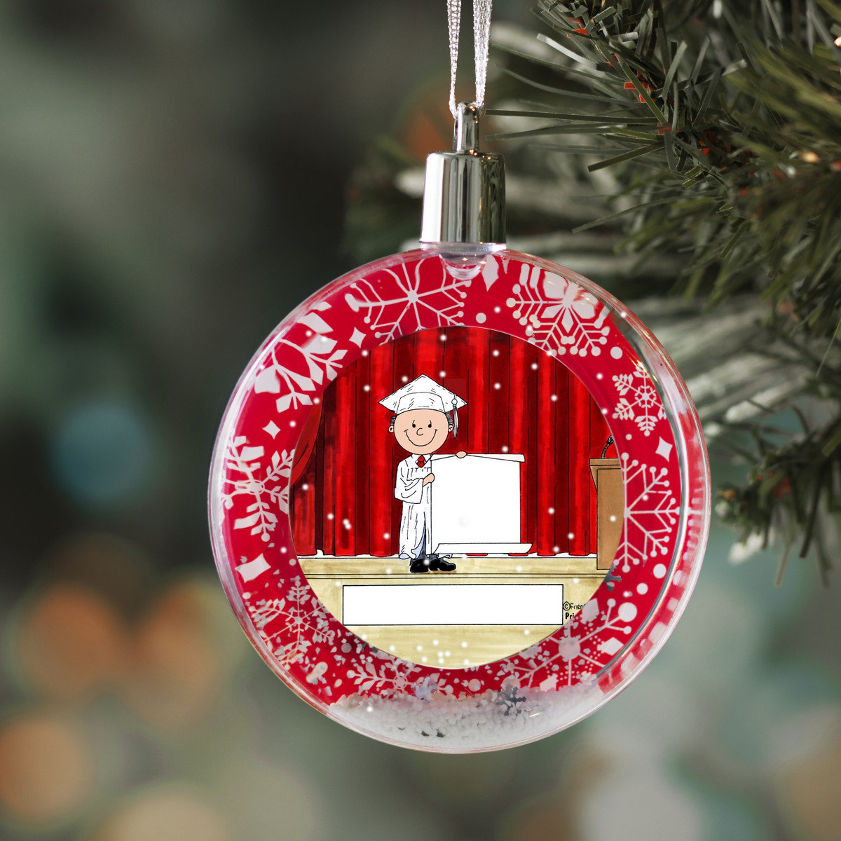 Printed Perfection Personalized Graduation - Male Christmas Snow Globe ...