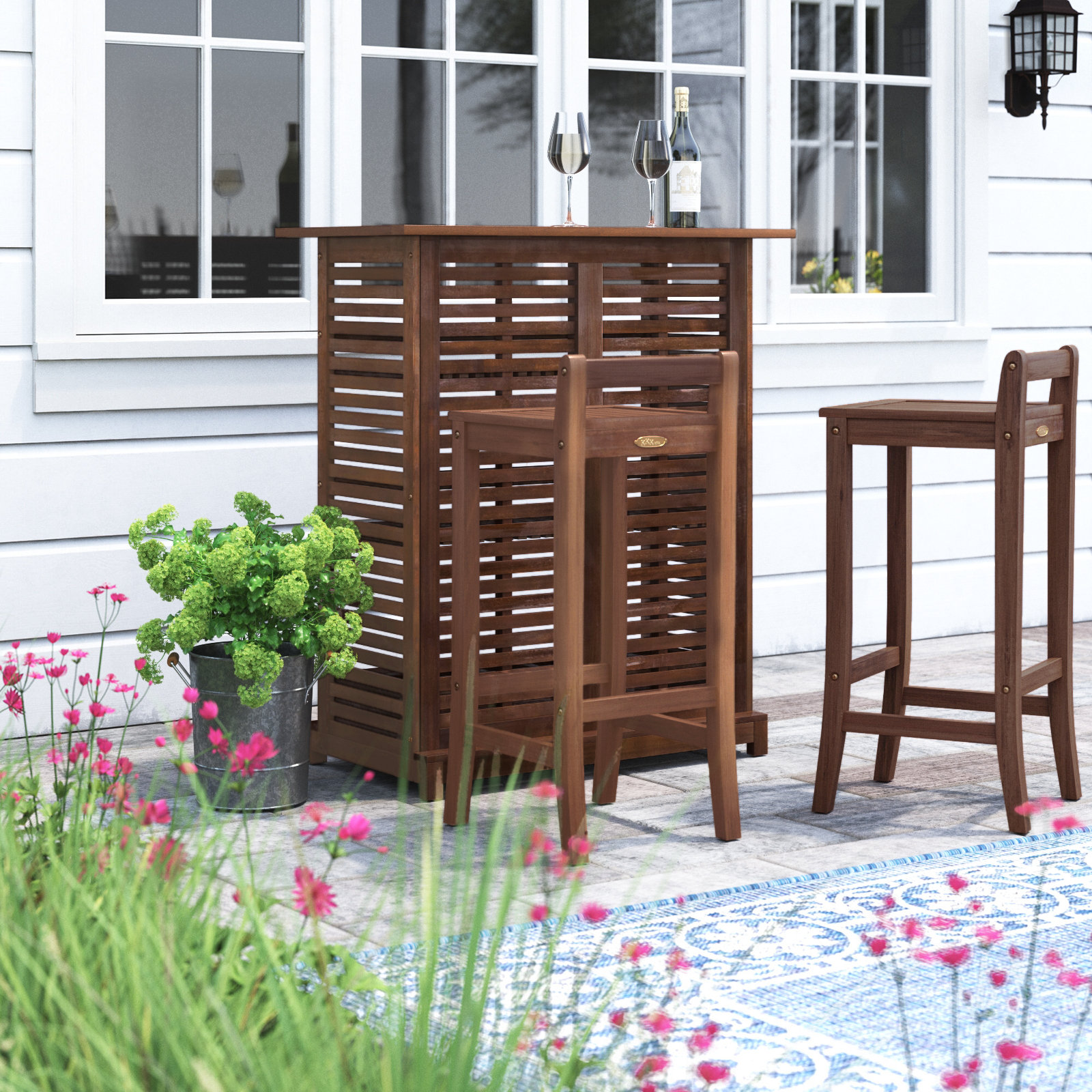 Lark Manor Aloria Solid Wood Bar Set & Reviews | Wayfair