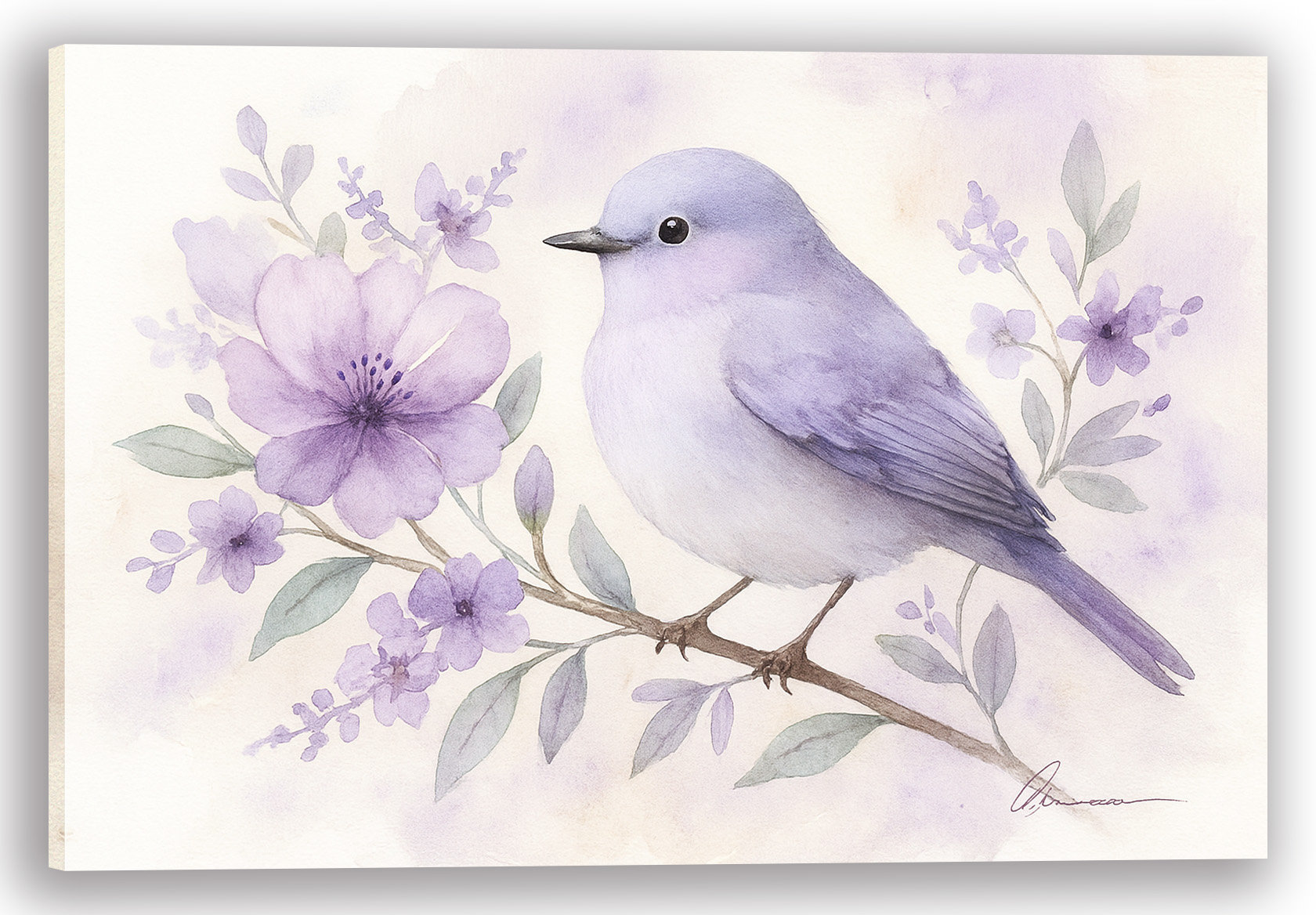 Red Barrel Studio® "Lavender Songbird" – Watercolor Bird Art Print for ...