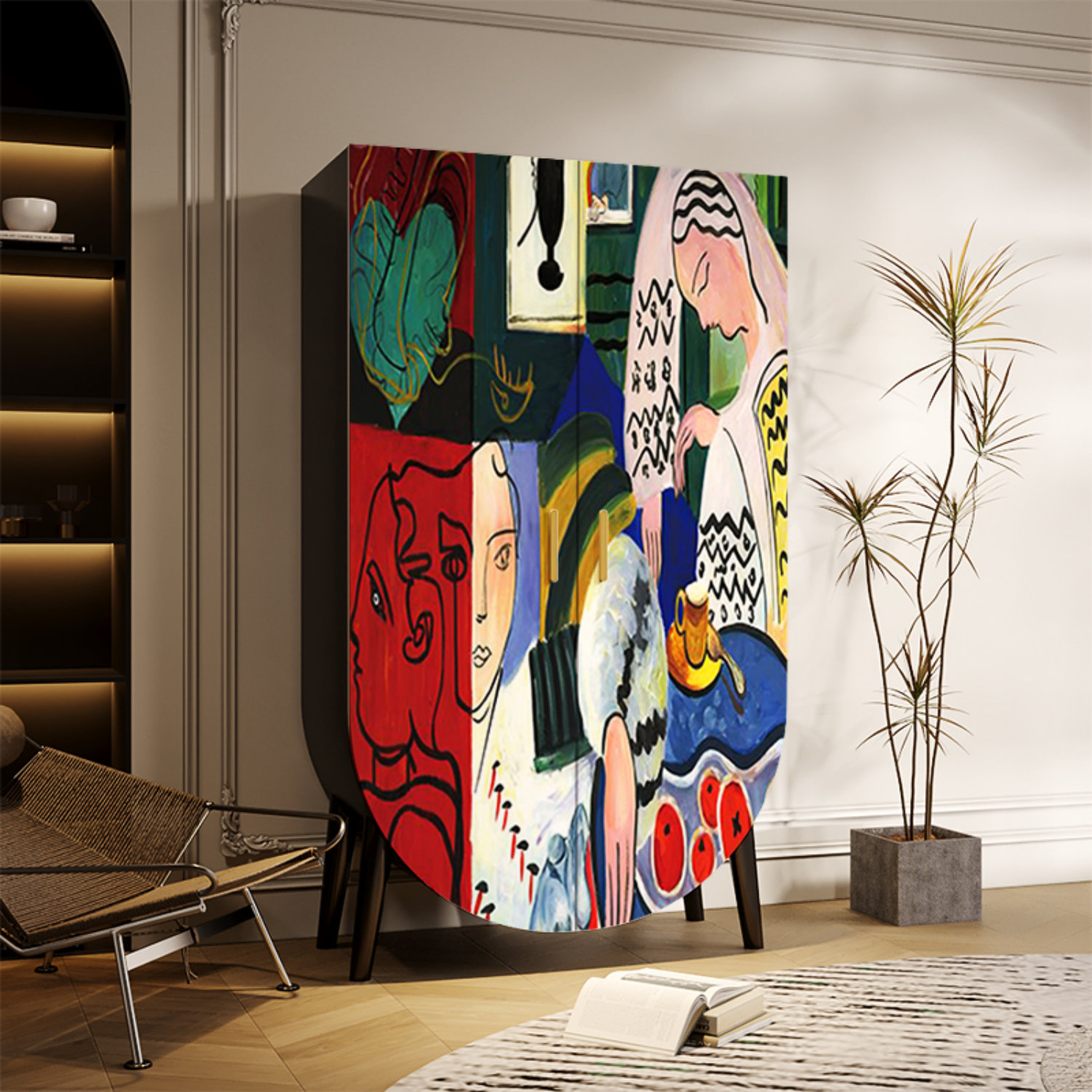 Ruthber Solutions Abstract Double Door Wardrobe High Storage Cabinet ...