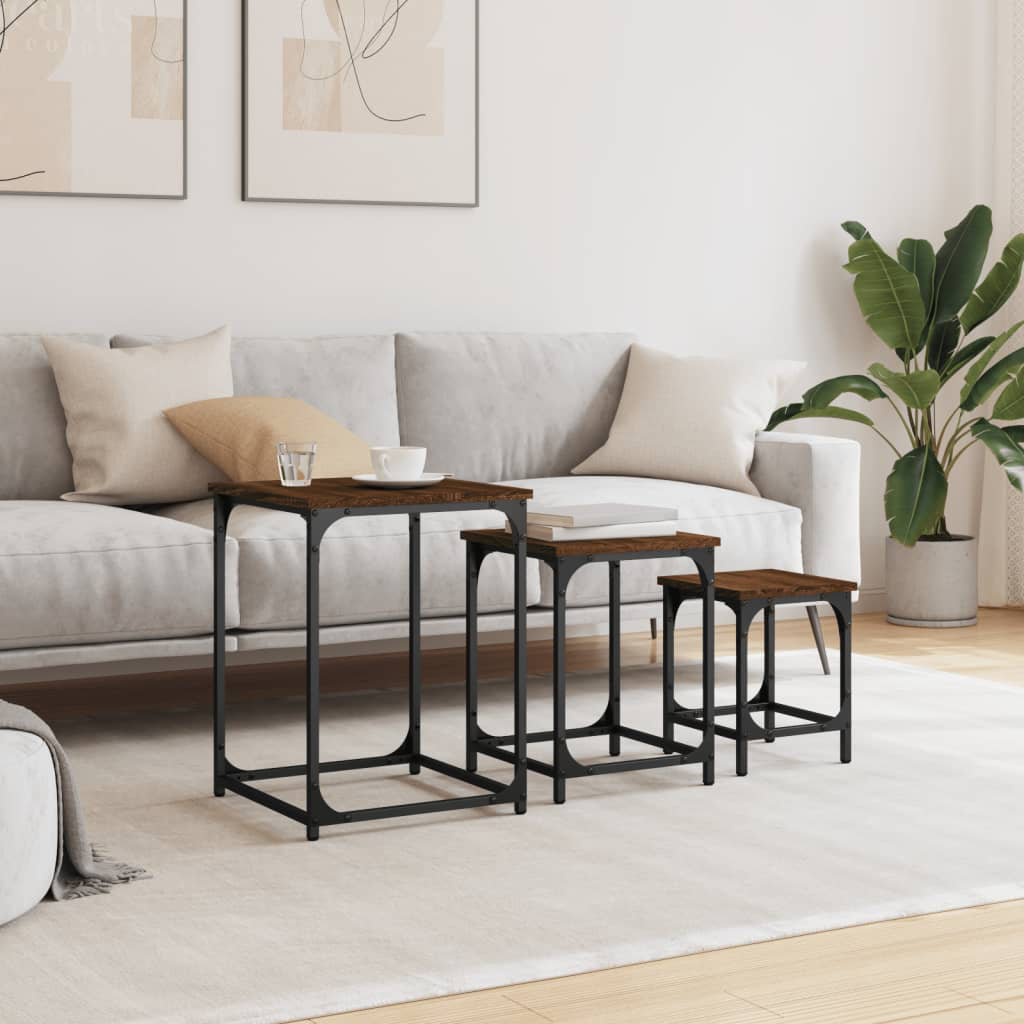 vidaXL Nesting Coffee Tables Stand for Living Room Set Engineered Wood ...