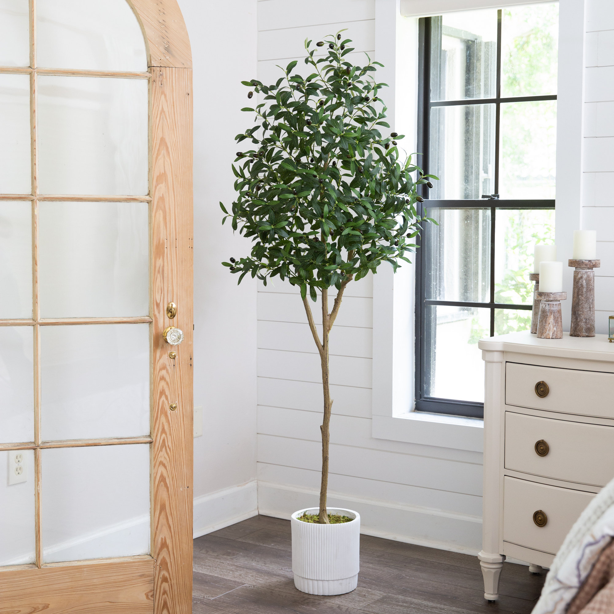Primrue 72'' Faux Olive Tree Tree in Ceramic Planter | Wayfair