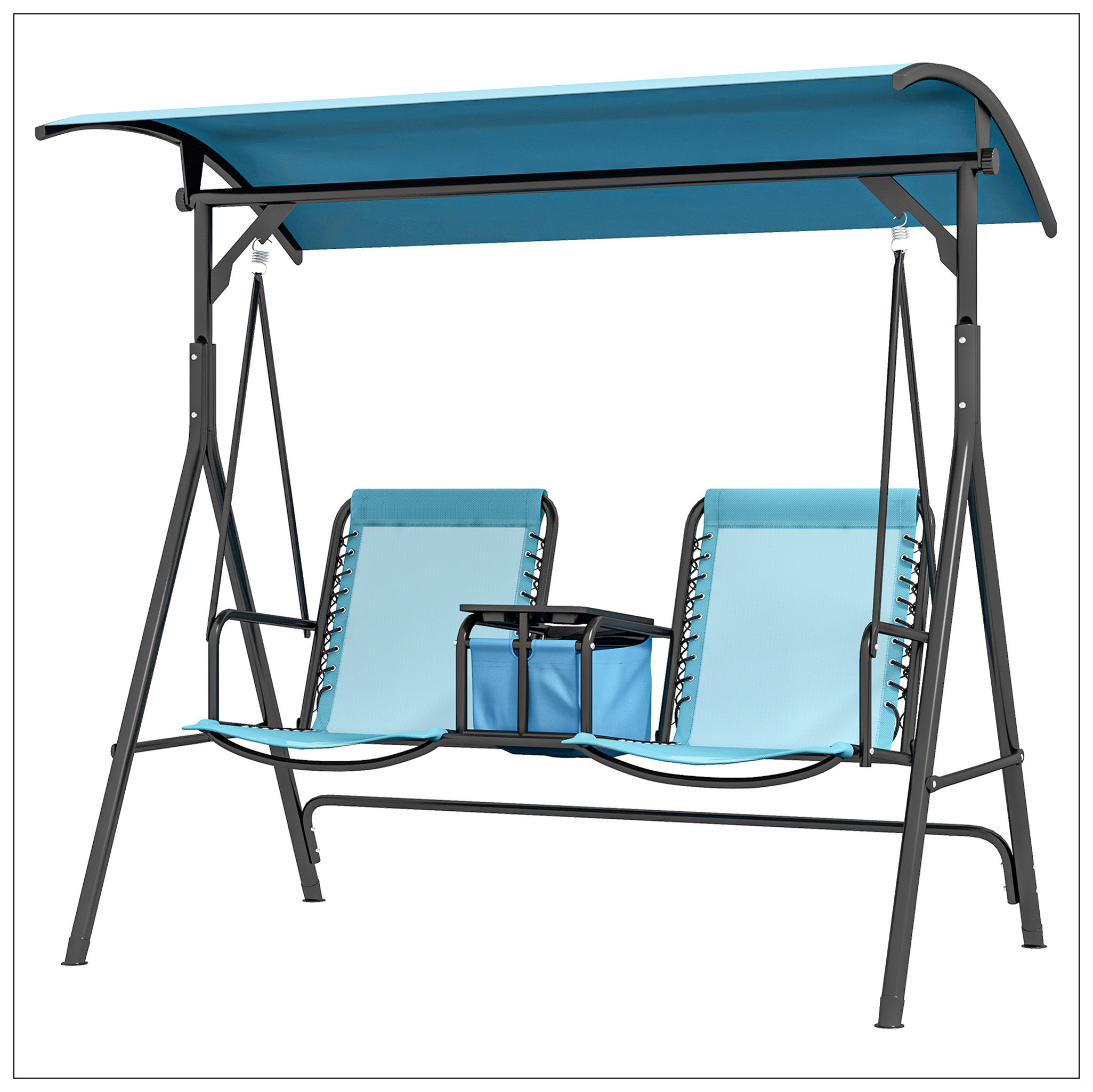 Arlmont & Co. 2-Seat Patio Swing Chair, Outdoor Canopy Swing Glider ...