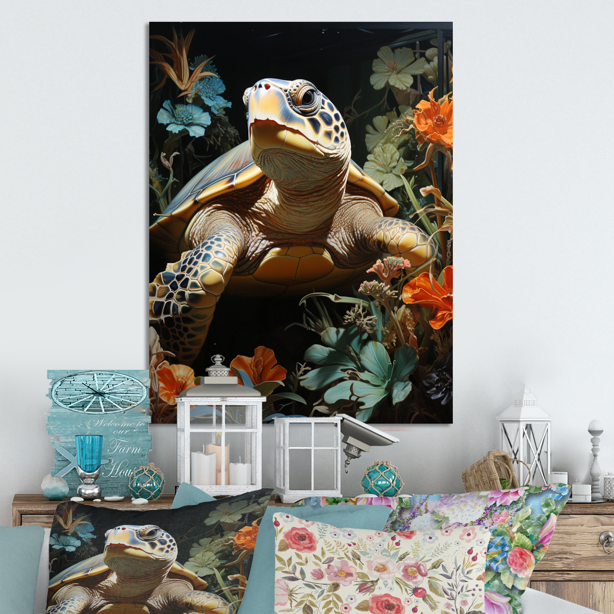 Ivy Bronx Turtle Tranquility In The Ocean I - Animals Metal Wall Decor ...