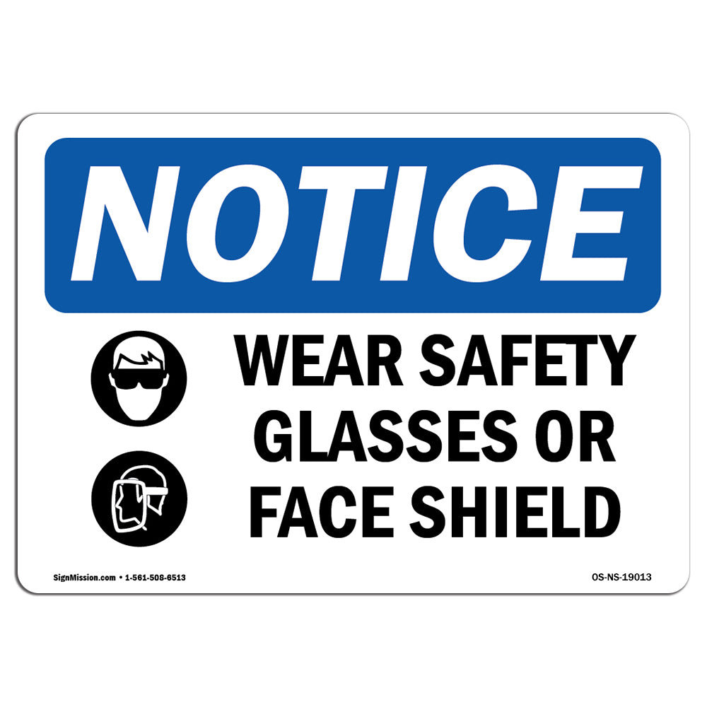 SignMission Wear Safety Glasses or Face Shield Sign with Symbol | Wayfair