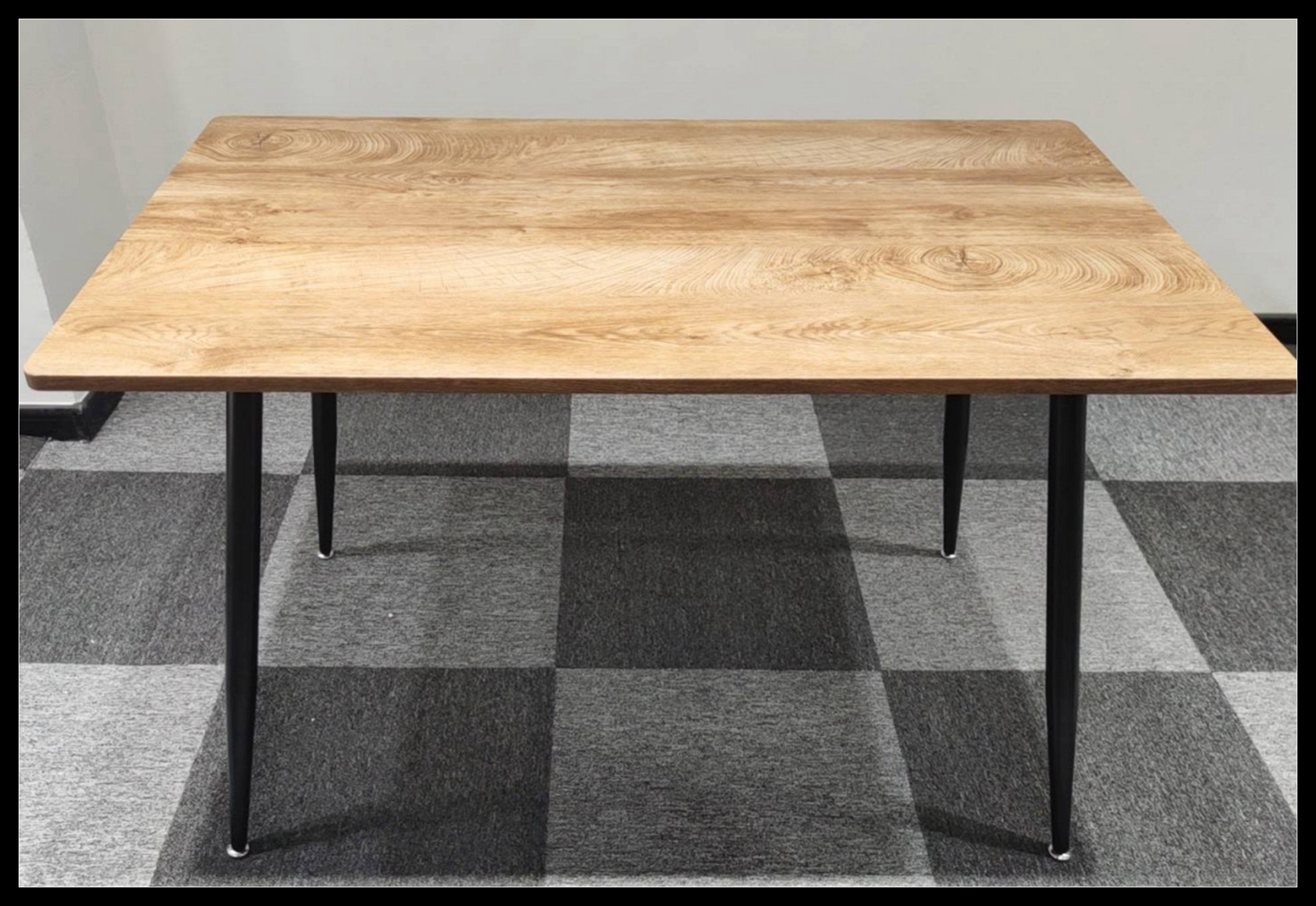 17 Stories Modern minimalist MDF wood colour desktop, black metal legs ...