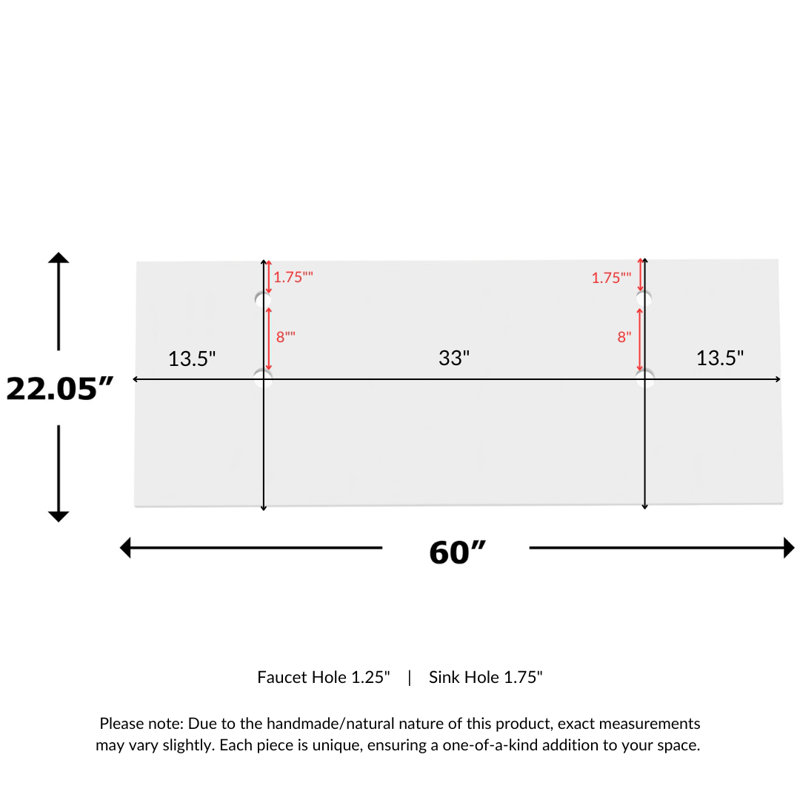CastelloUSA Morden 60 Inch Wide White Countertop Solid Surface | Wayfair