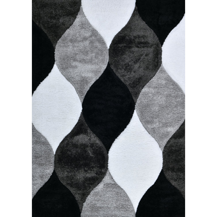 Bungalow Rose NYC Shag Performance Black White Area Rug - Wayfair Canada
