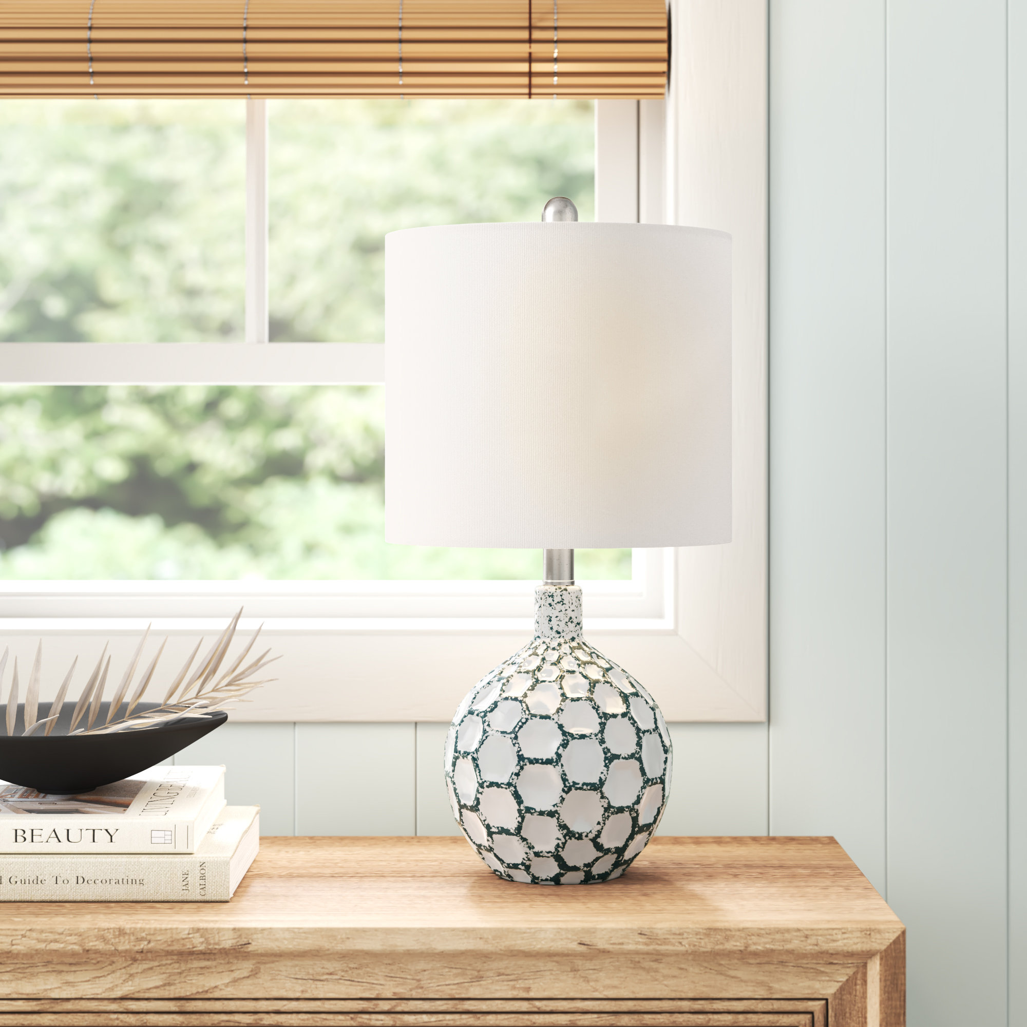 Sand & Stable™ Bering 21" White/Blue Table Lamp & Reviews | Wayfair