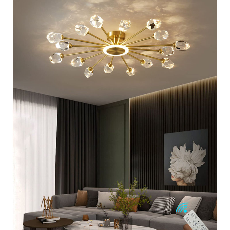 Corrigan Studio® 44" Modern Crystal Chandeliers 16-Light Sputnik ...