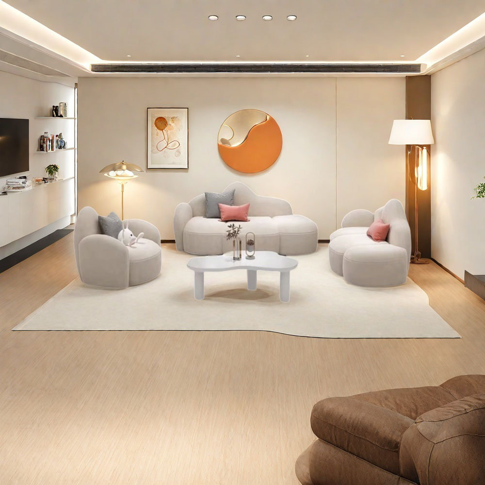 ANCOREY Cloud cream wind lamb velvet sofa | Wayfair