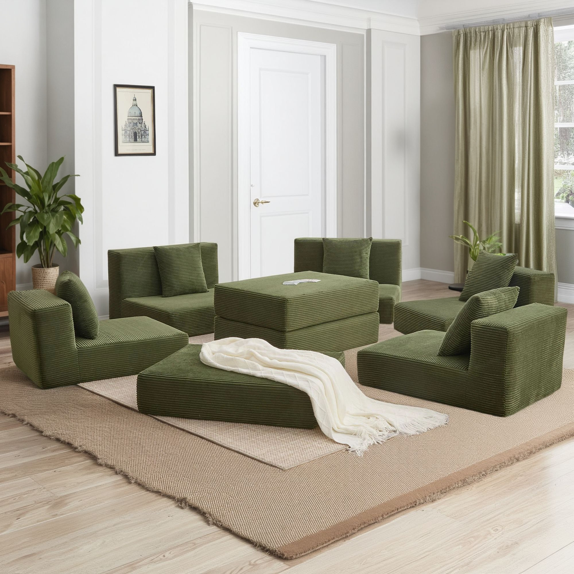 Mercer41 10-in-1l Modular Sofa, Turnable Corner/platform Bed, Corduroy ...