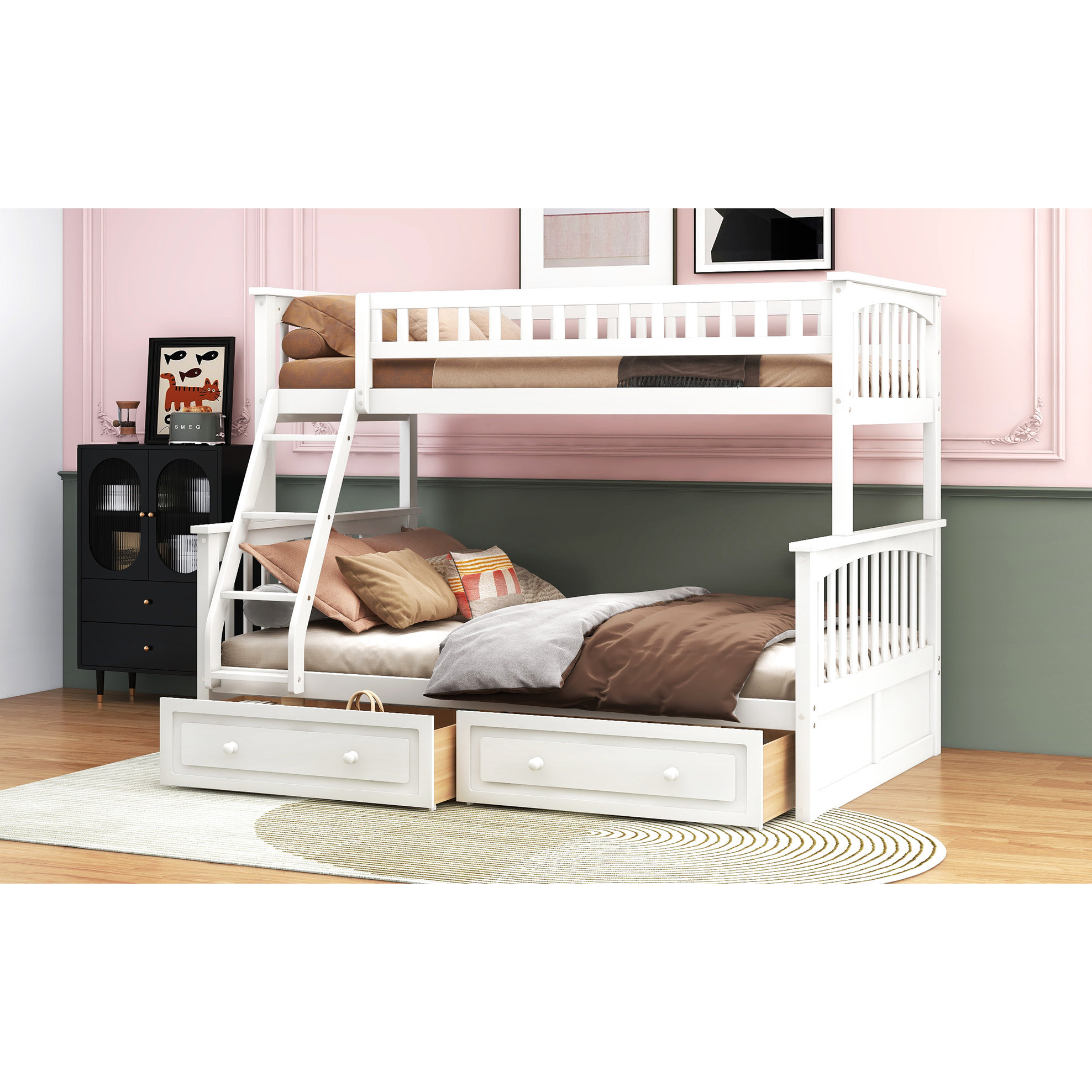 Latitude Run® Bunk Bed, Convertible , , Pine Wood, , Composition ...
