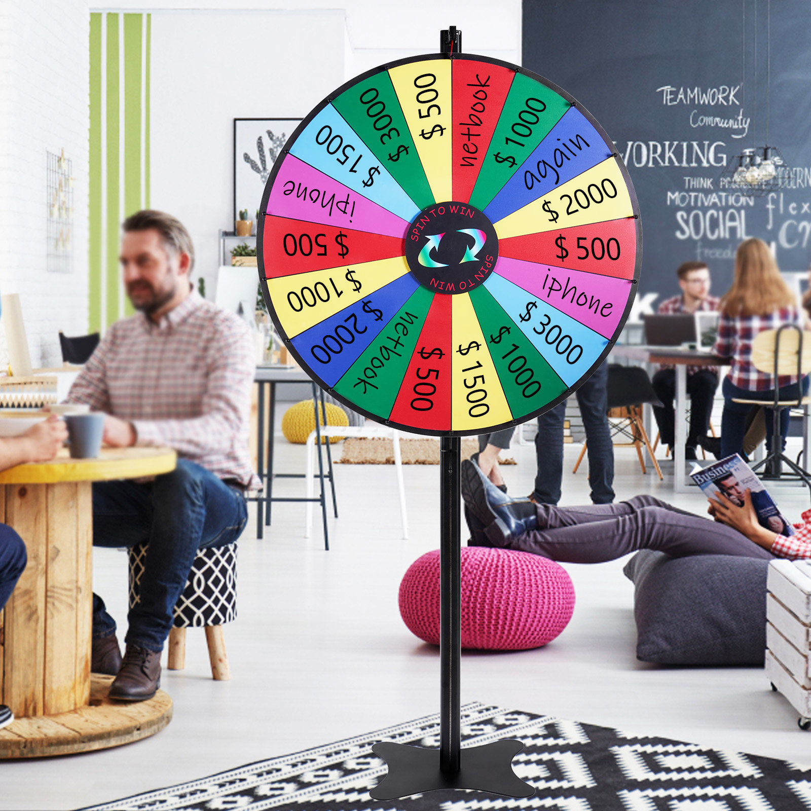 VEVOR 24 inch Spinning Prize Wheel, 14 Slots Tabletop Spinner, Heavy ...