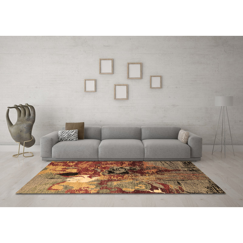 17 Stories Warnest Mid-Century Modern 1785 Brown Machine Washable Area ...