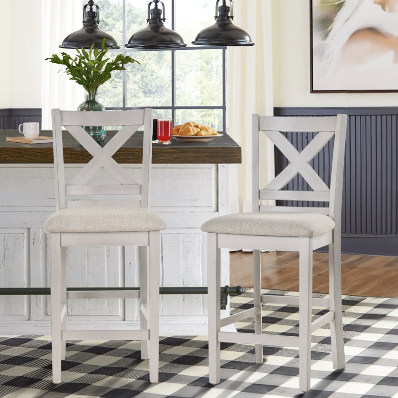 Laurel Foundry Modern Farmhouse Fabiola 25'' X-Back Solid Wood Fabric ...