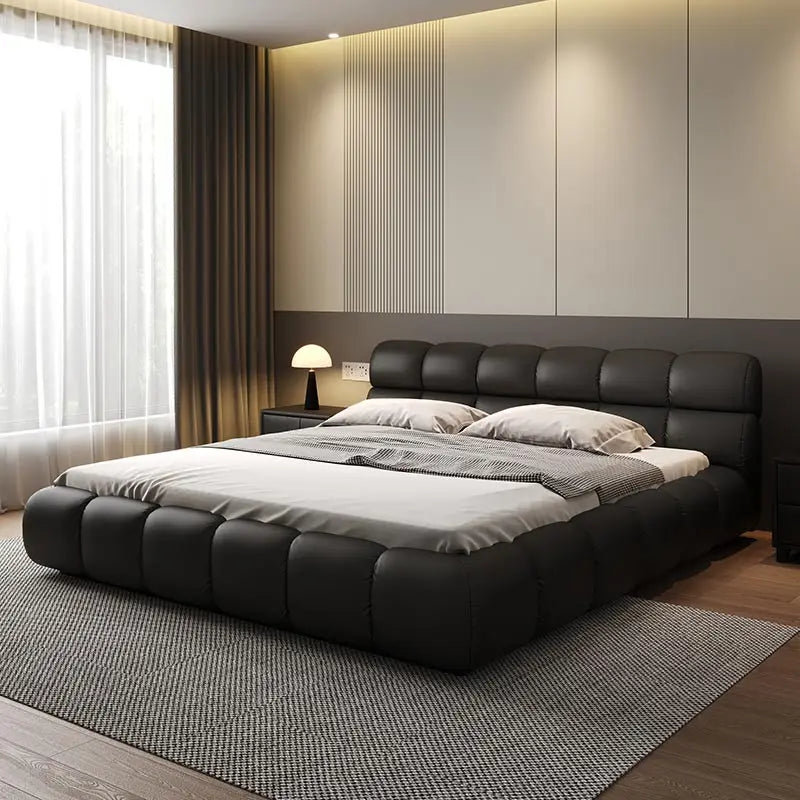 Ebern Designs Italian Black Soft Double Bed Cheap Large Design Modern ...