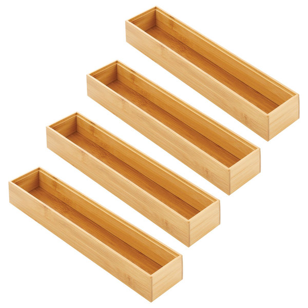 mDesign Stackable Kitchen Bamboo Drawer Organizer, Natural Wood | Wayfair