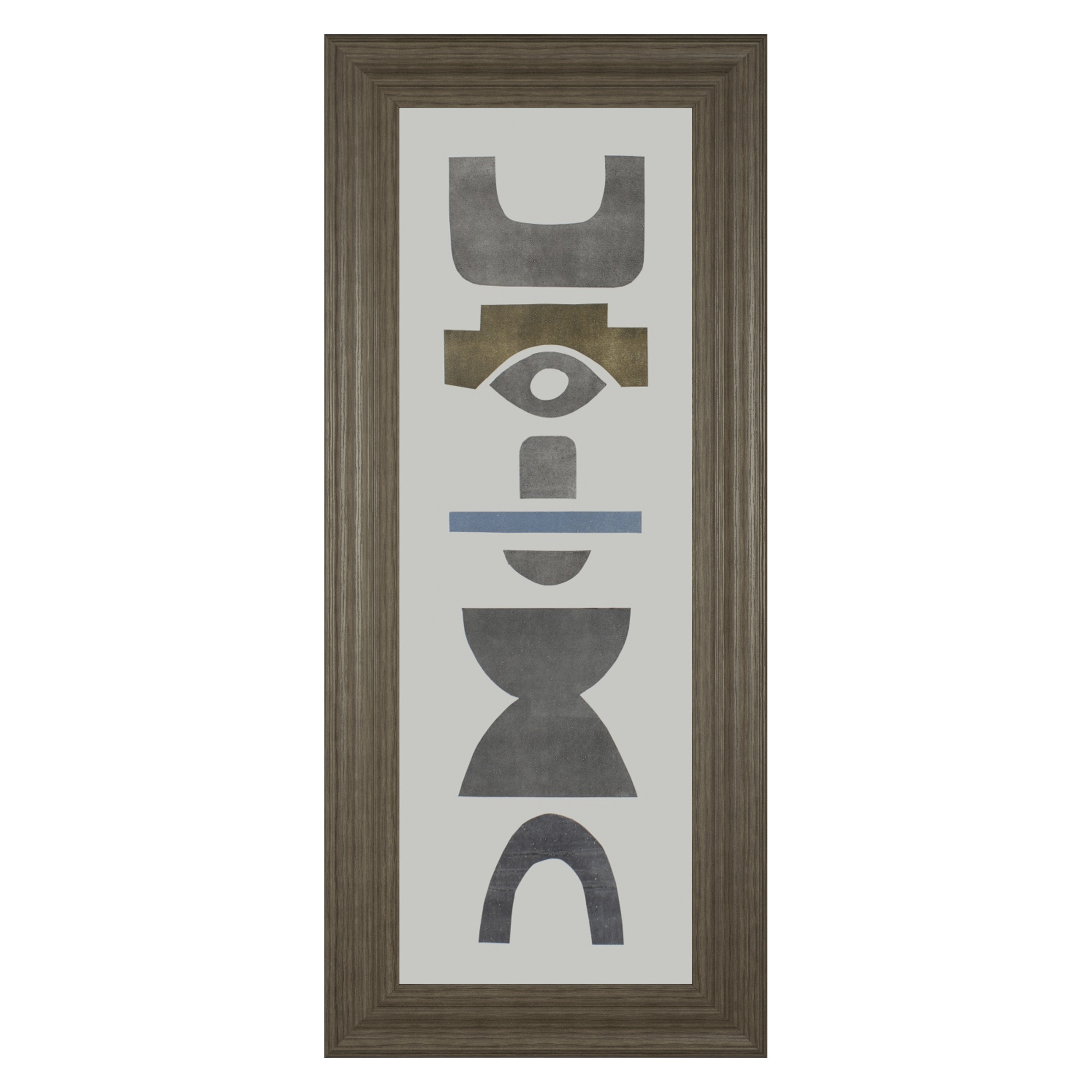 Ebern Designs Neutral Totems V Wall Art - 18" x 42" - Brown Frame | Wayfair