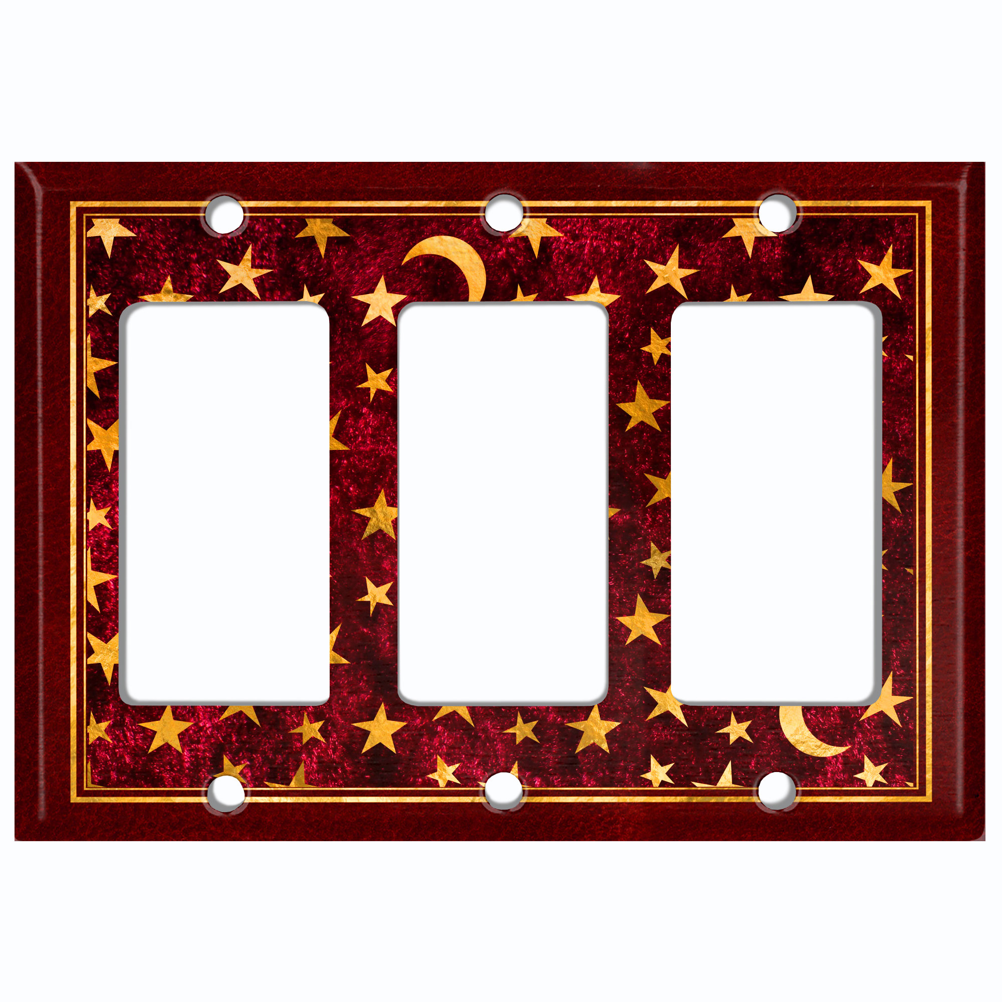 WorldAcc Metal Light Switch Plate Outlet Cover (Night Star Moon Red ...