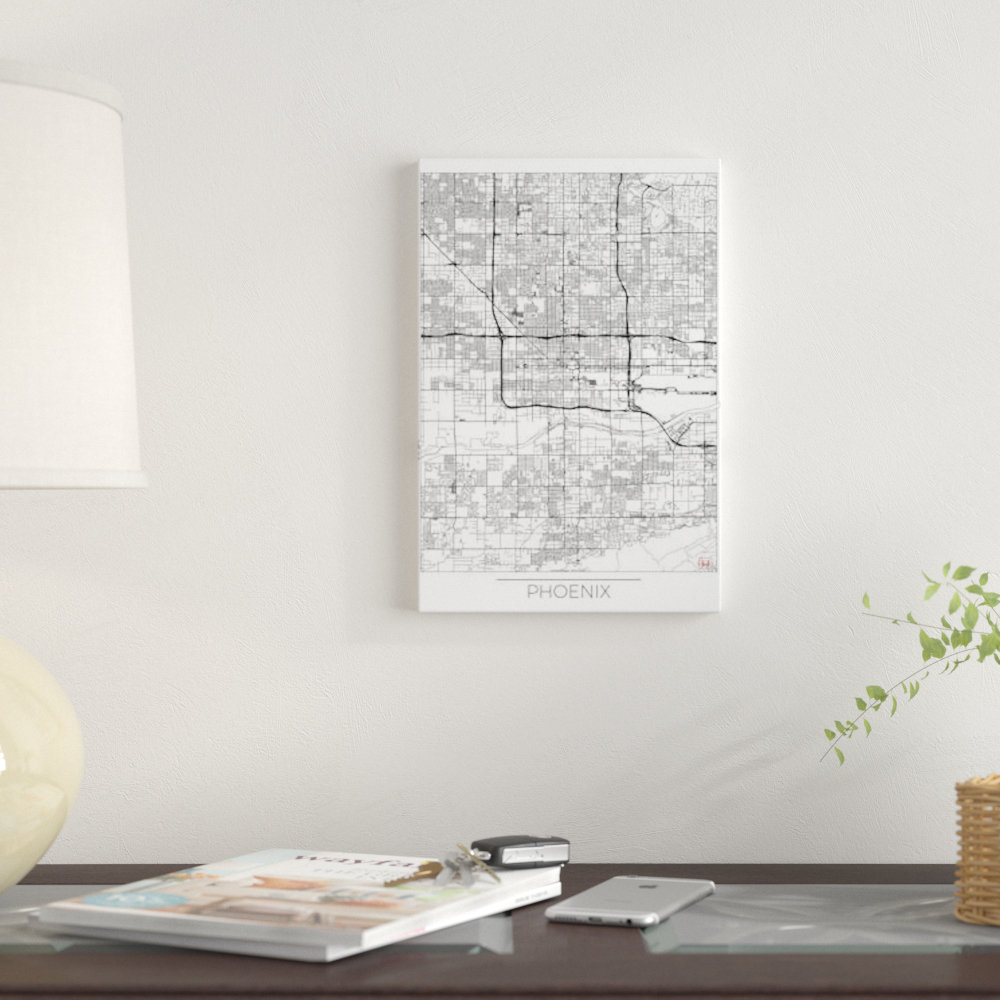 East Urban Home « phoenix minimal urban blueprint map », reproduction d ...