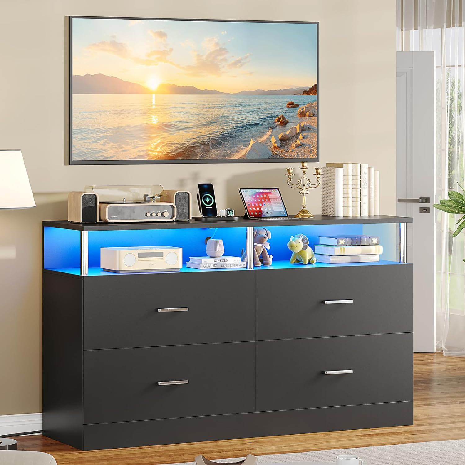 Wrought Studio™ 4-Drawer Dresser Modern Industrial Chest of Drawers ...