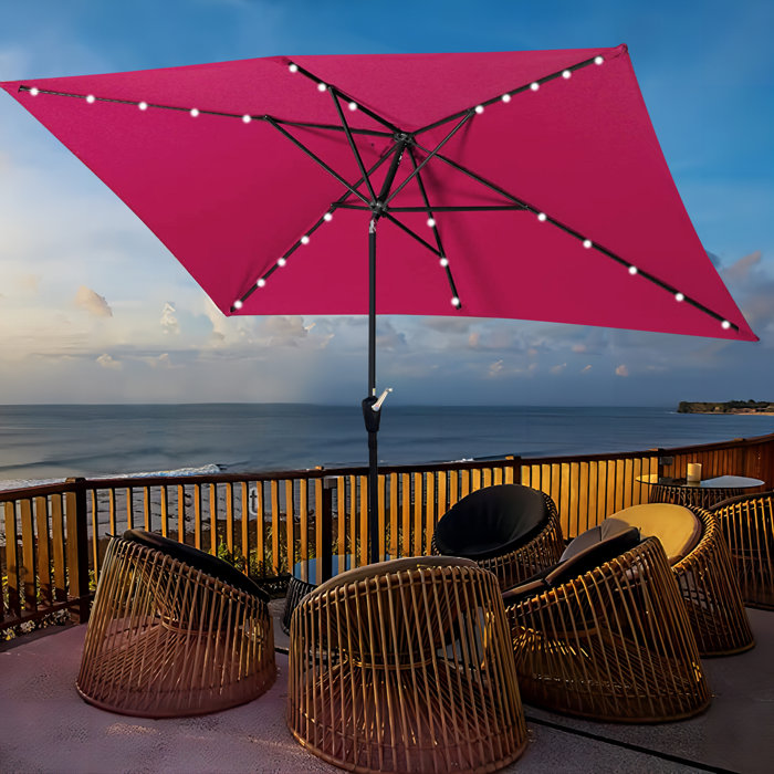 Arlmont & Co. Neance 120'' x 78'' Rectangular Lighted Market Sunbrella ...