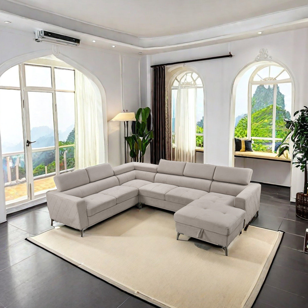 Wonderfulsky Contemporary U-Shaped Sectional Sofa with Chaise Storage ...