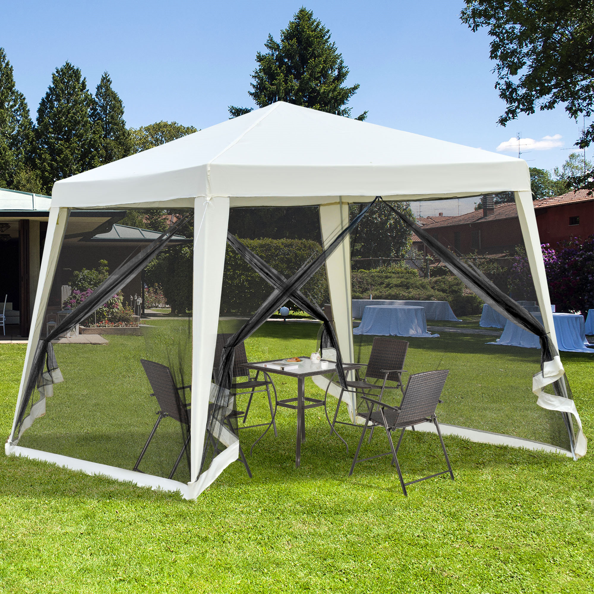 Sybertruck Outsunny 10'X10' Outdoor Canopy Tent, Slant Leg Sun Shelter ...