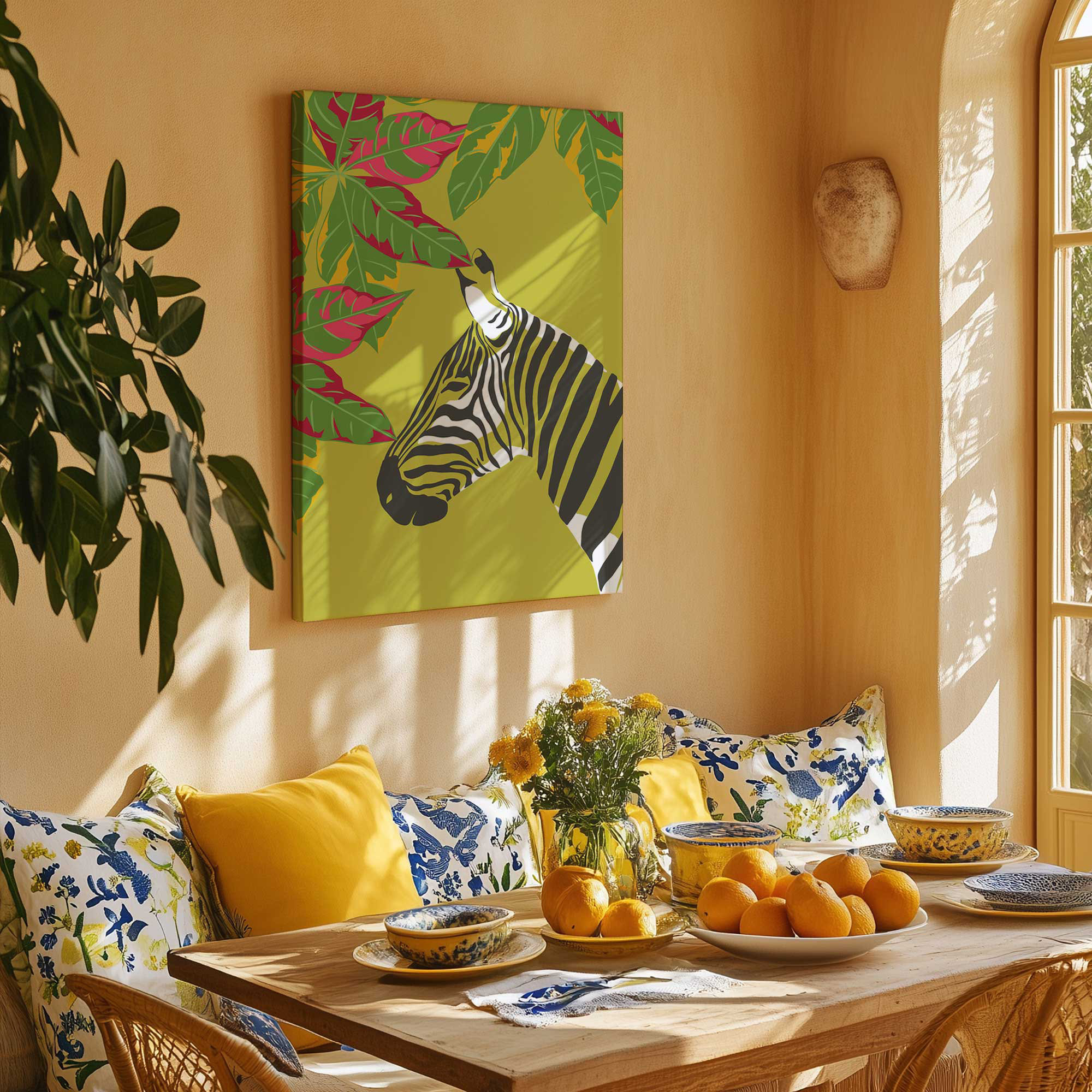 Dakota Fields Zebra's Tropical Retreat Wrapped Canvas | Wayfair