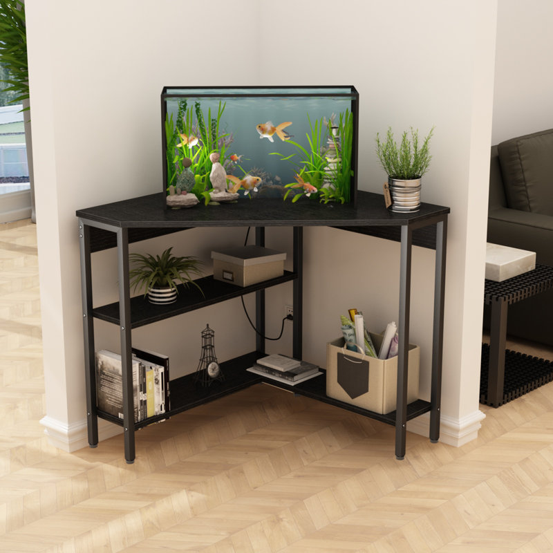 17 Stories Hatal Corner Desk with Outlets & USB Ports, 90 Degree ...