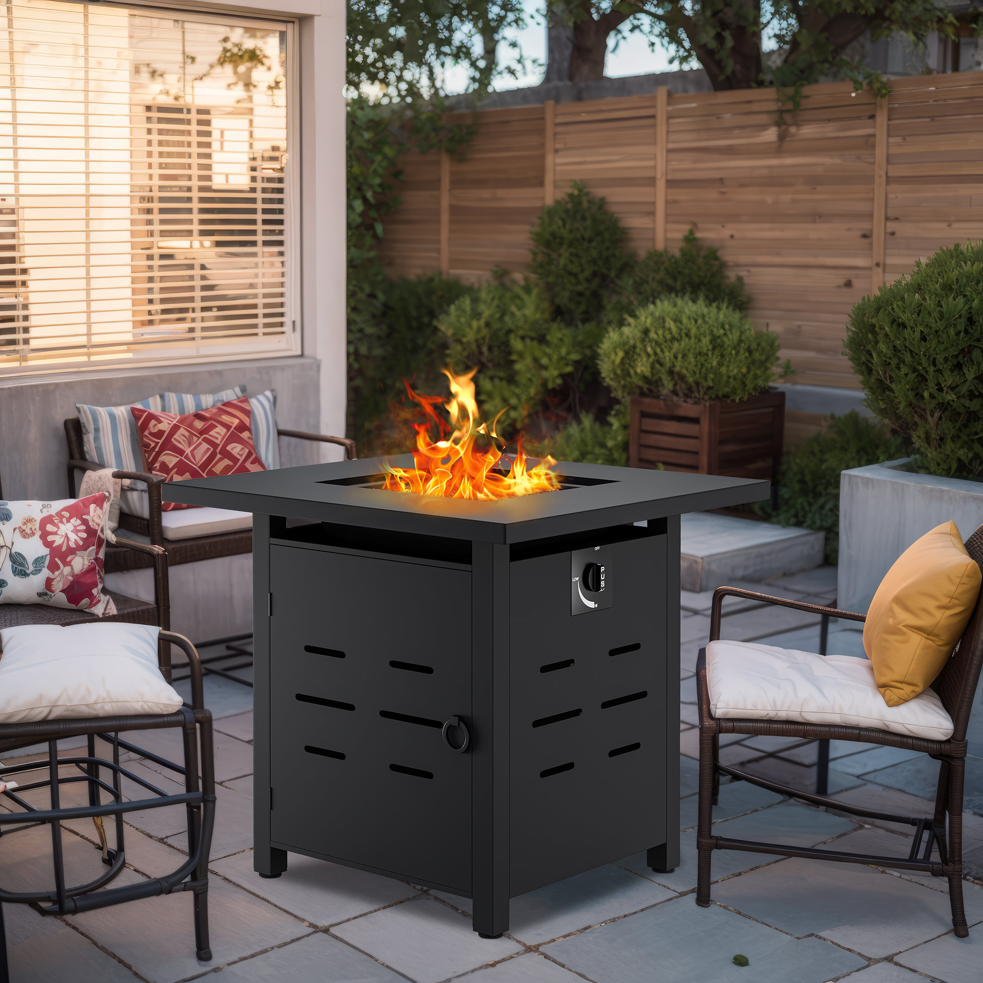 Ebern Designs Gas Fire Pit, 50,000 BTU Propane Fire Pits For Outside ...