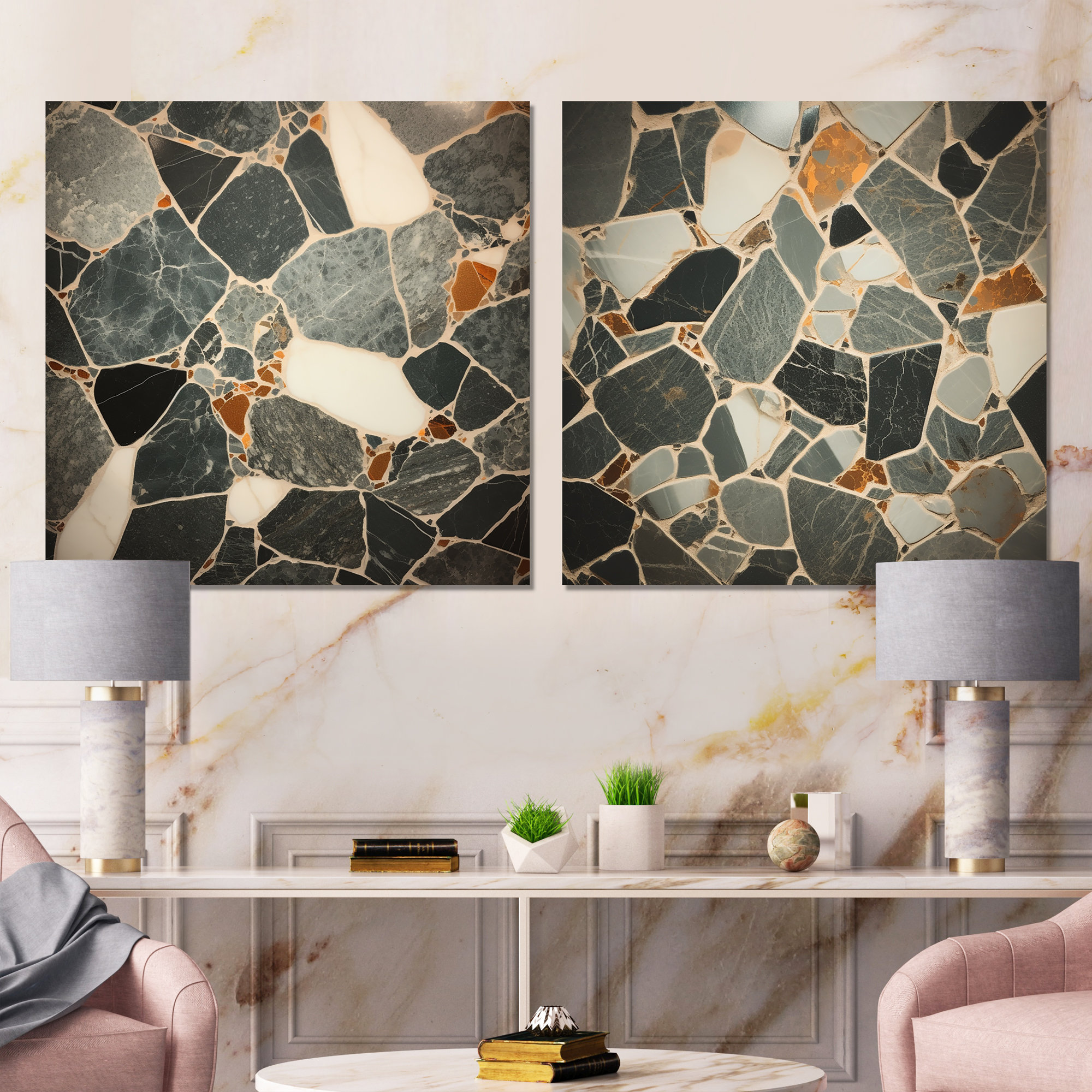 Ivy Bronx Grey Abstract Harmony In Tiles I - Abstract Tile Wall Decor ...