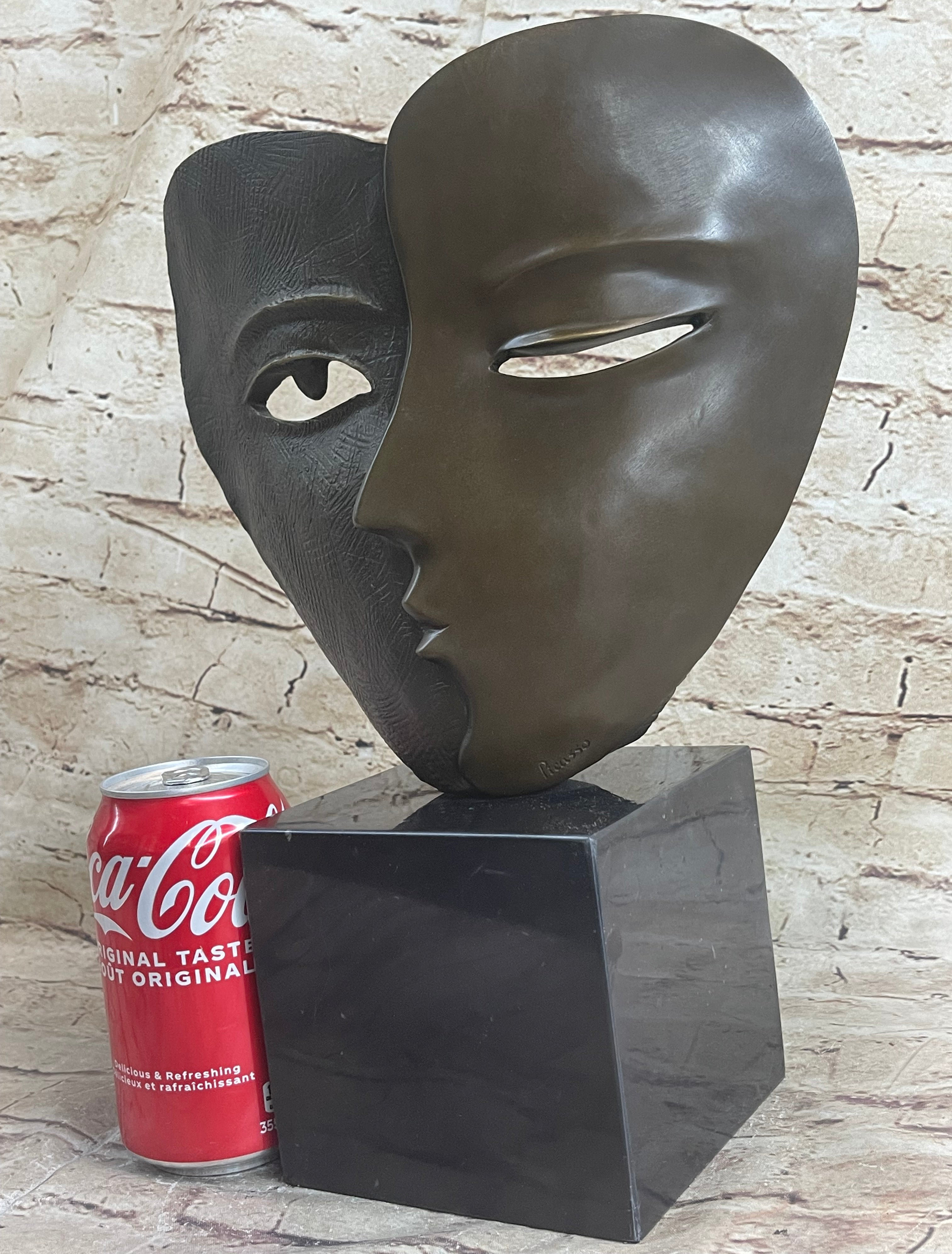 Orren Ellis Seong Pico Dual Face Mask Bronze Statue Sculpture Surreal ...