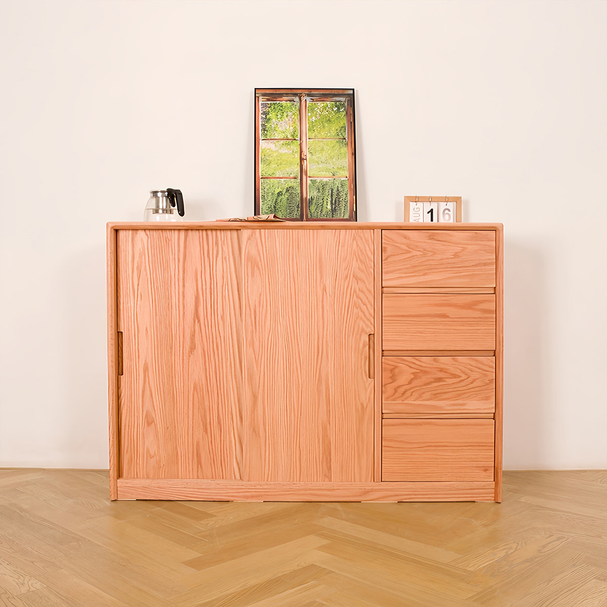 Licalilo Solid Wood Modern Simplistic 4 Drawer 2 Door Chest | Wayfair