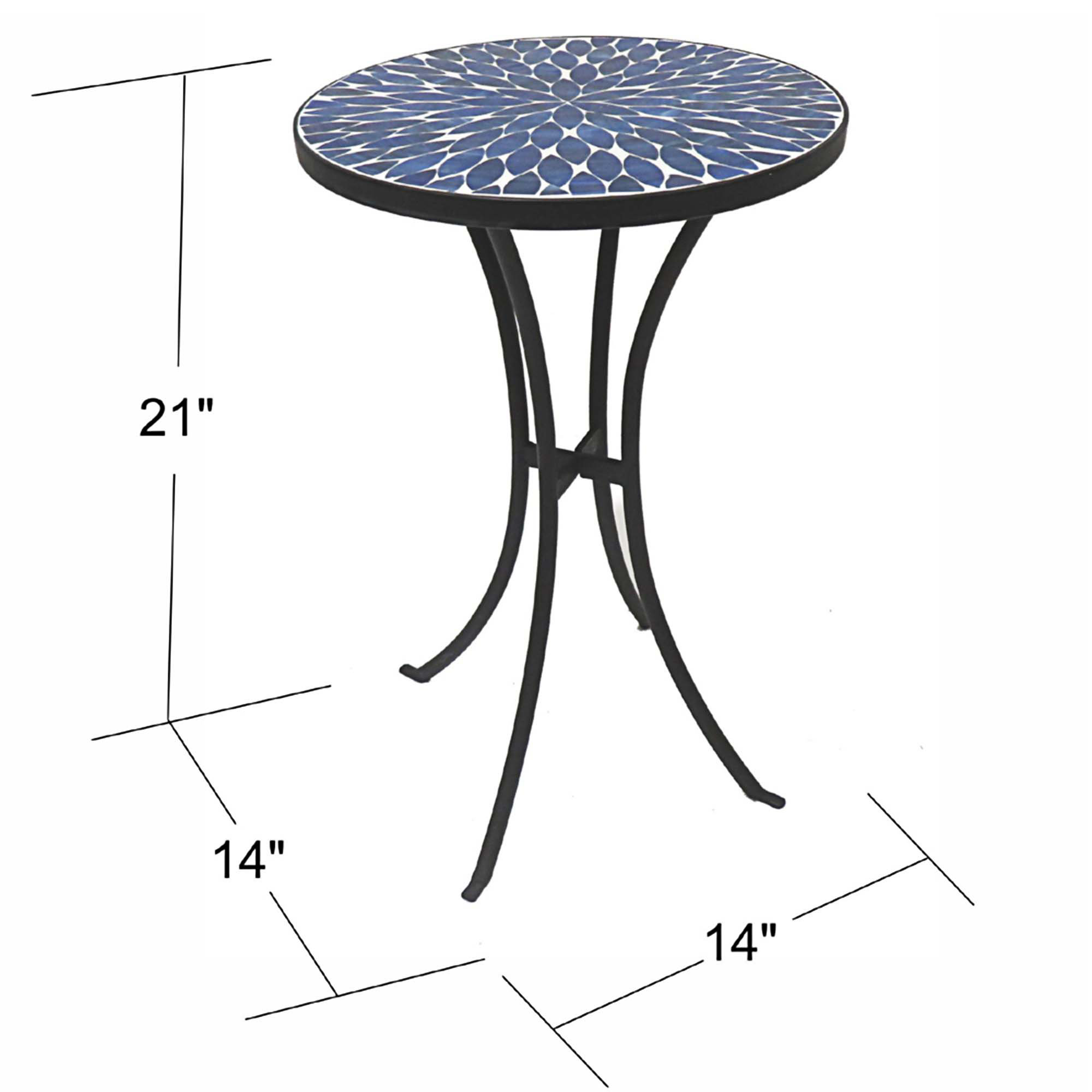 Winston Porter Outdoor Mosaic Side Table, Round Concrete Tile Top ...
