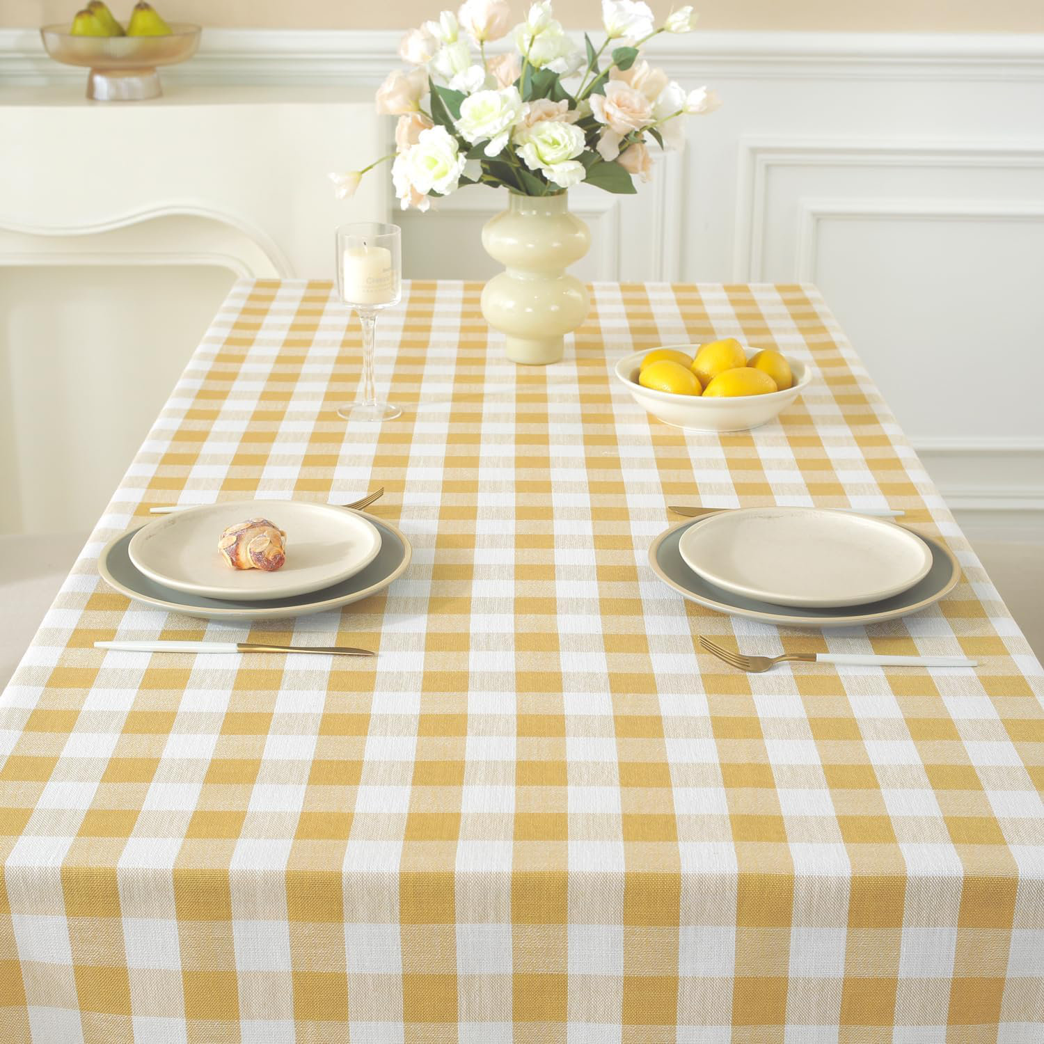 Gracie Oaks Buffalo Plaid Table Cloth For Rectangle Tables With Tassel ...