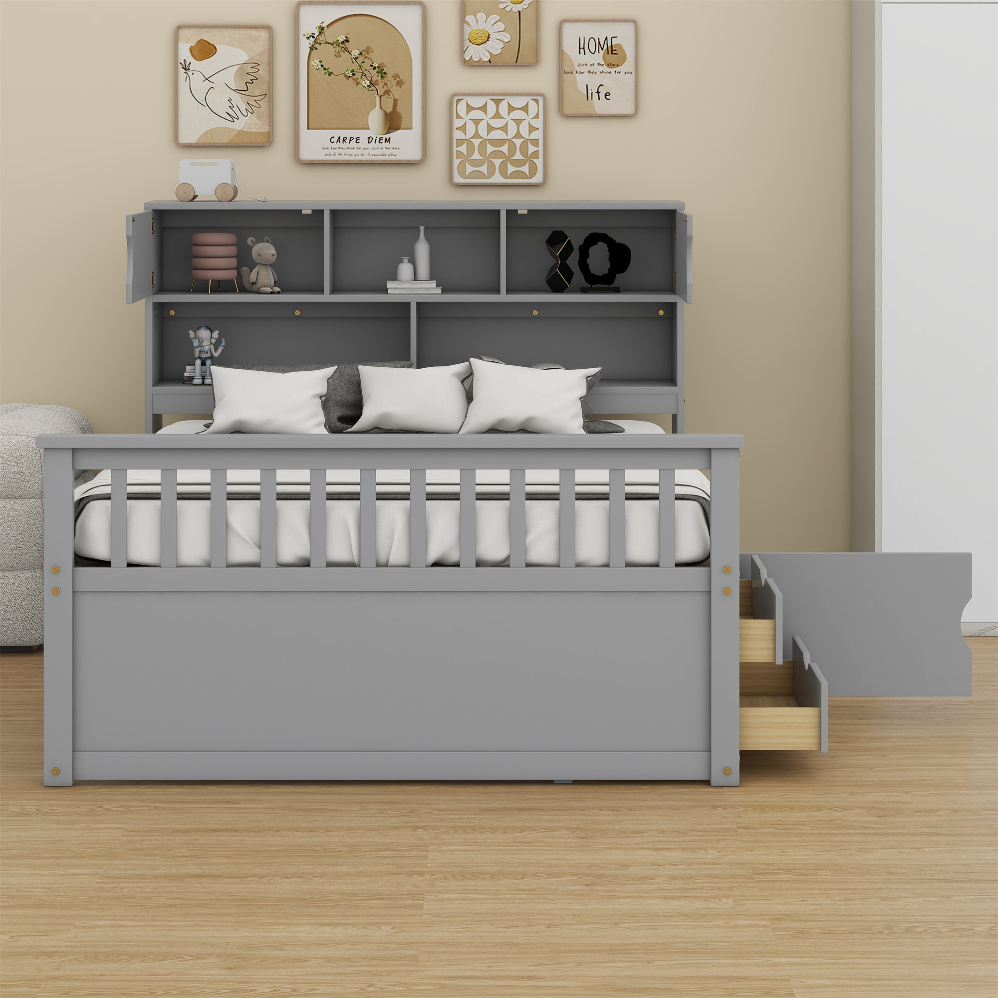 Alcott Hill® Captain Platform Bed Frame With Storage Bookcases And ...