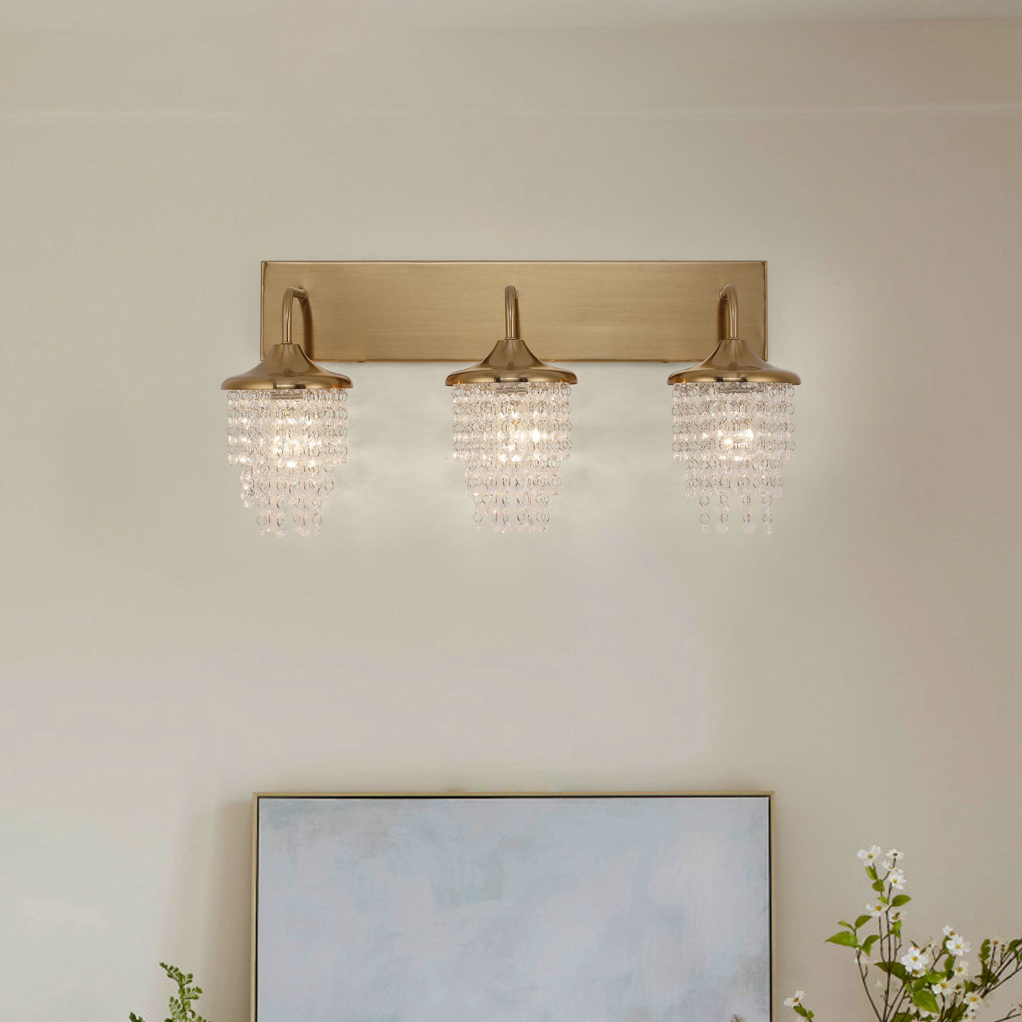 Mercer41 Modern 3-Light Armed Crystal Vanity Lighting | Wayfair