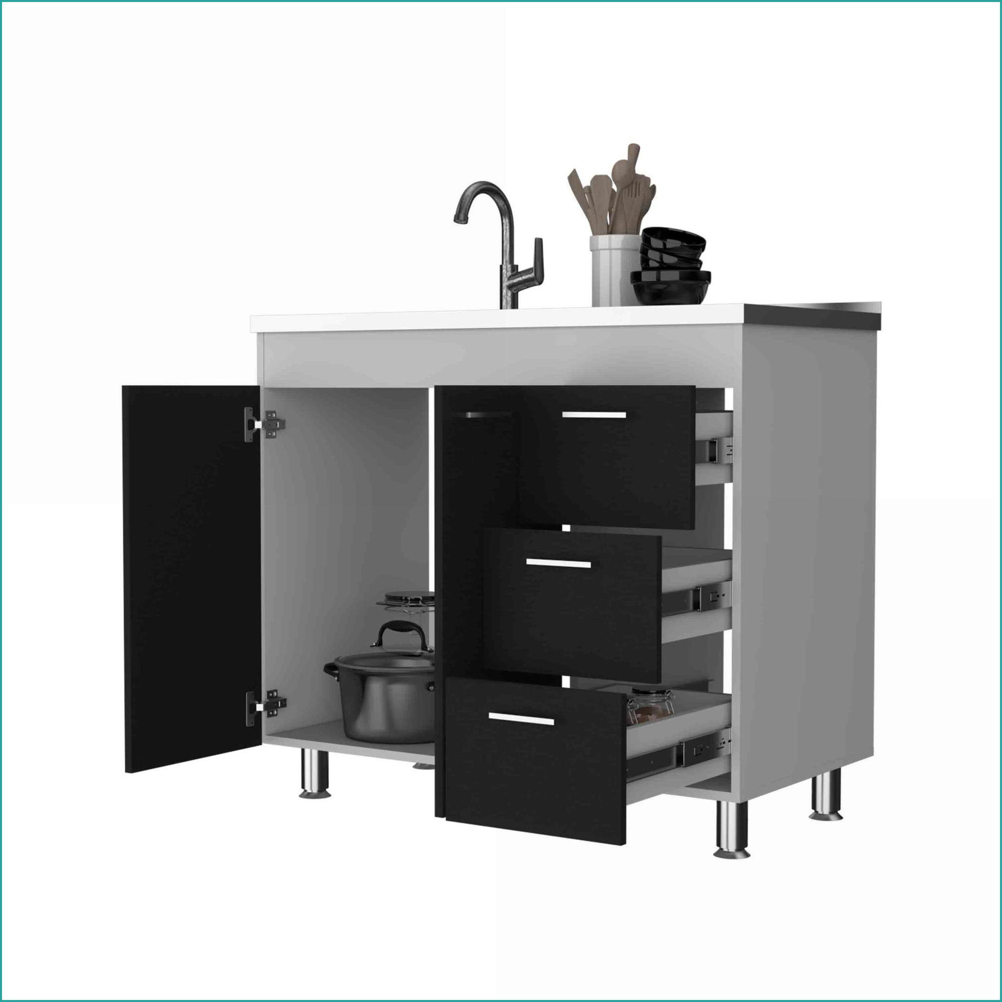 Latitude Run® Base Cabinets | Darien Double Door 3-Drawer with Faucet ...