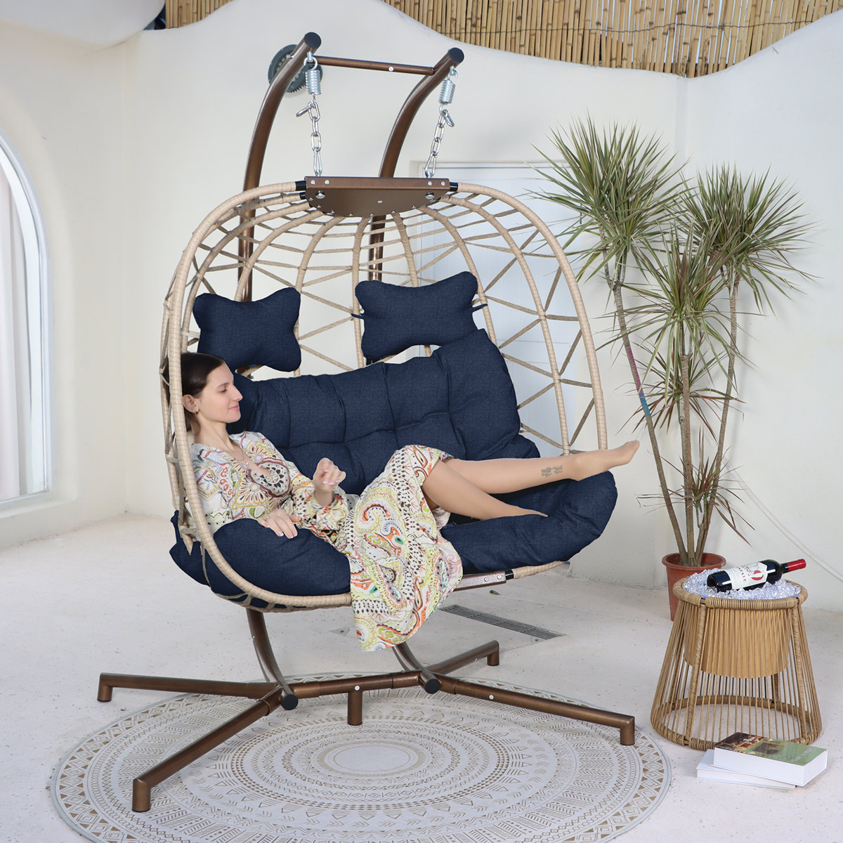 Dakota Fields Celyne 2 Person Outdoor/Indoor Porch Swings with Stand ...