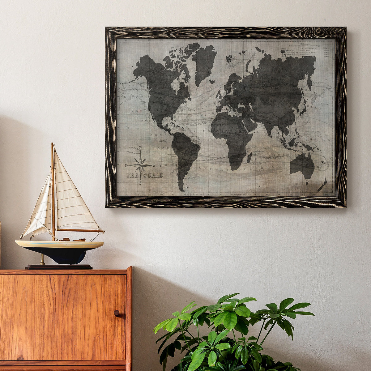 17 Stories World Map - Picture Frame Print on Canvas | Wayfair