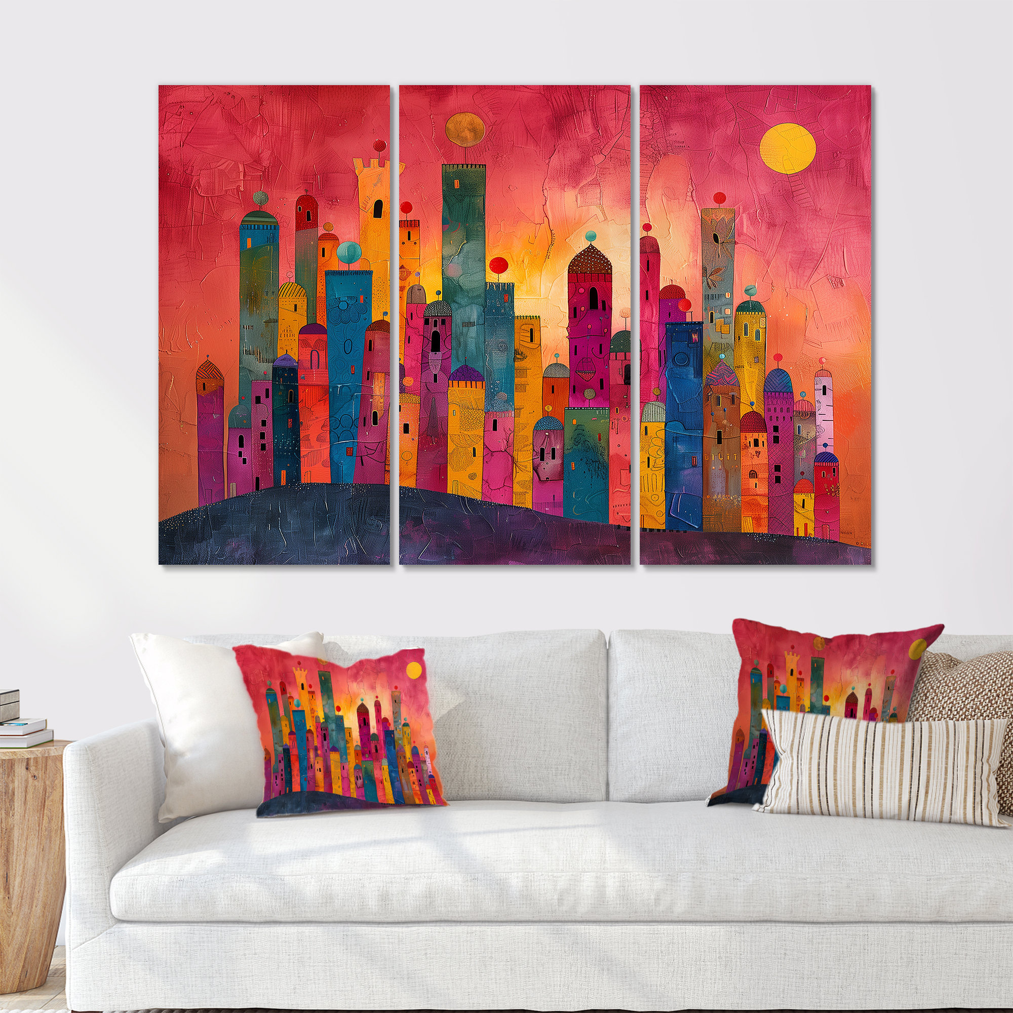 Lark Manor™ Red Yellow Fantastical Folly Towers II - Towers Wall Art ...