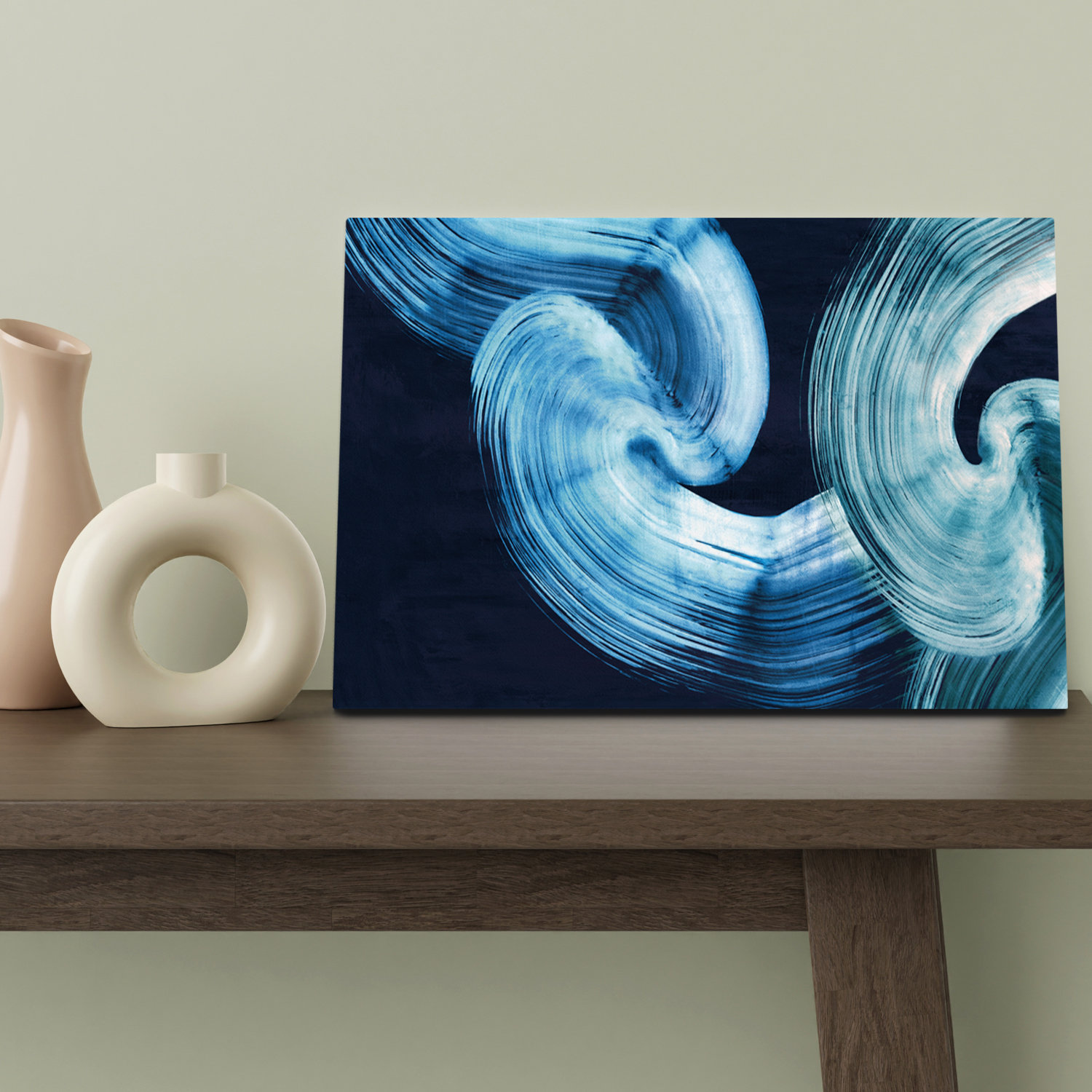 Wrought Studio™ Sweeping Blue Currents - Abstract Brushstroke Swirl ...